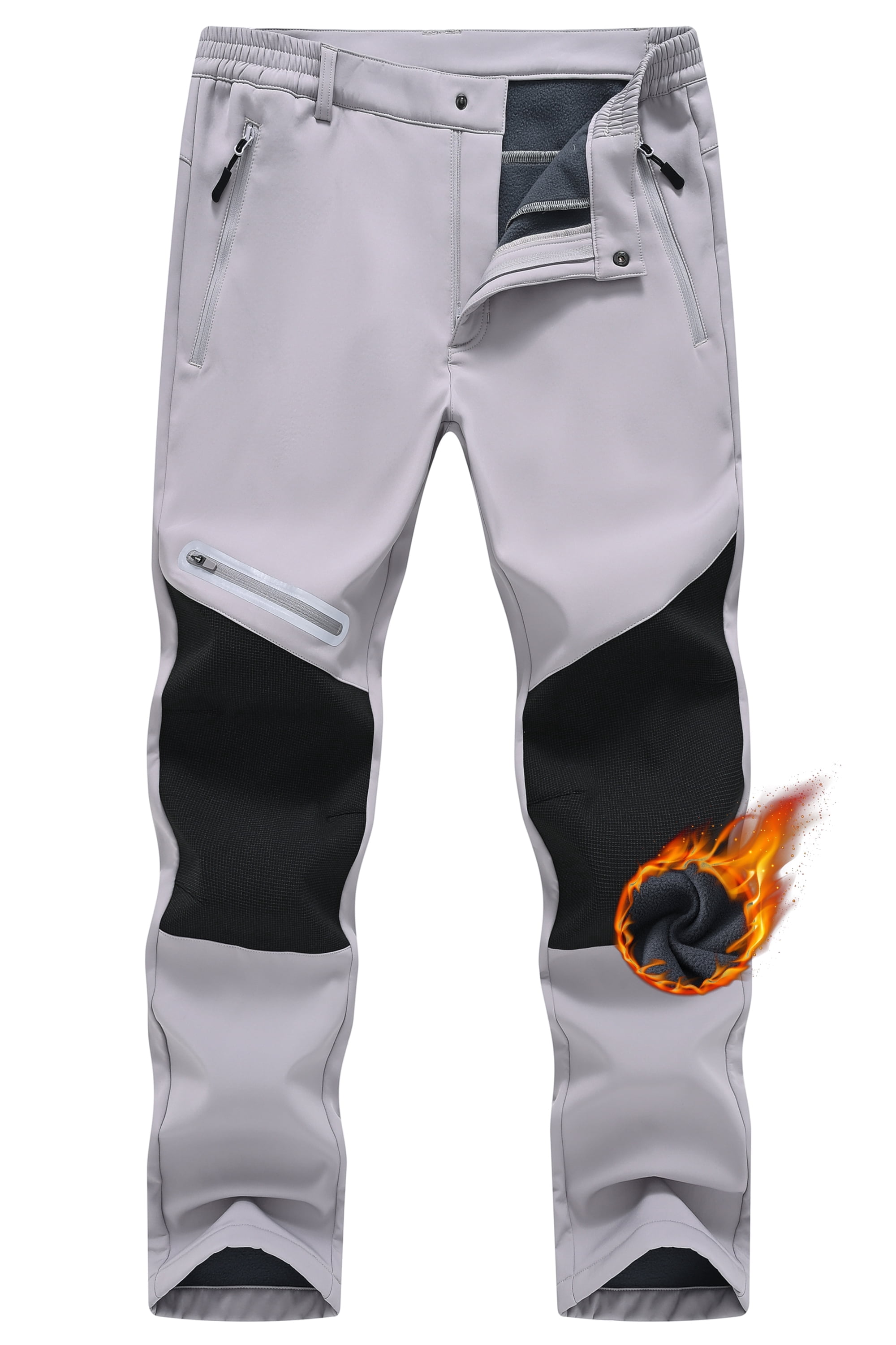 Taigaofy Men's Winter Fleece Lined Hiking Pants With Zip Pockets ...