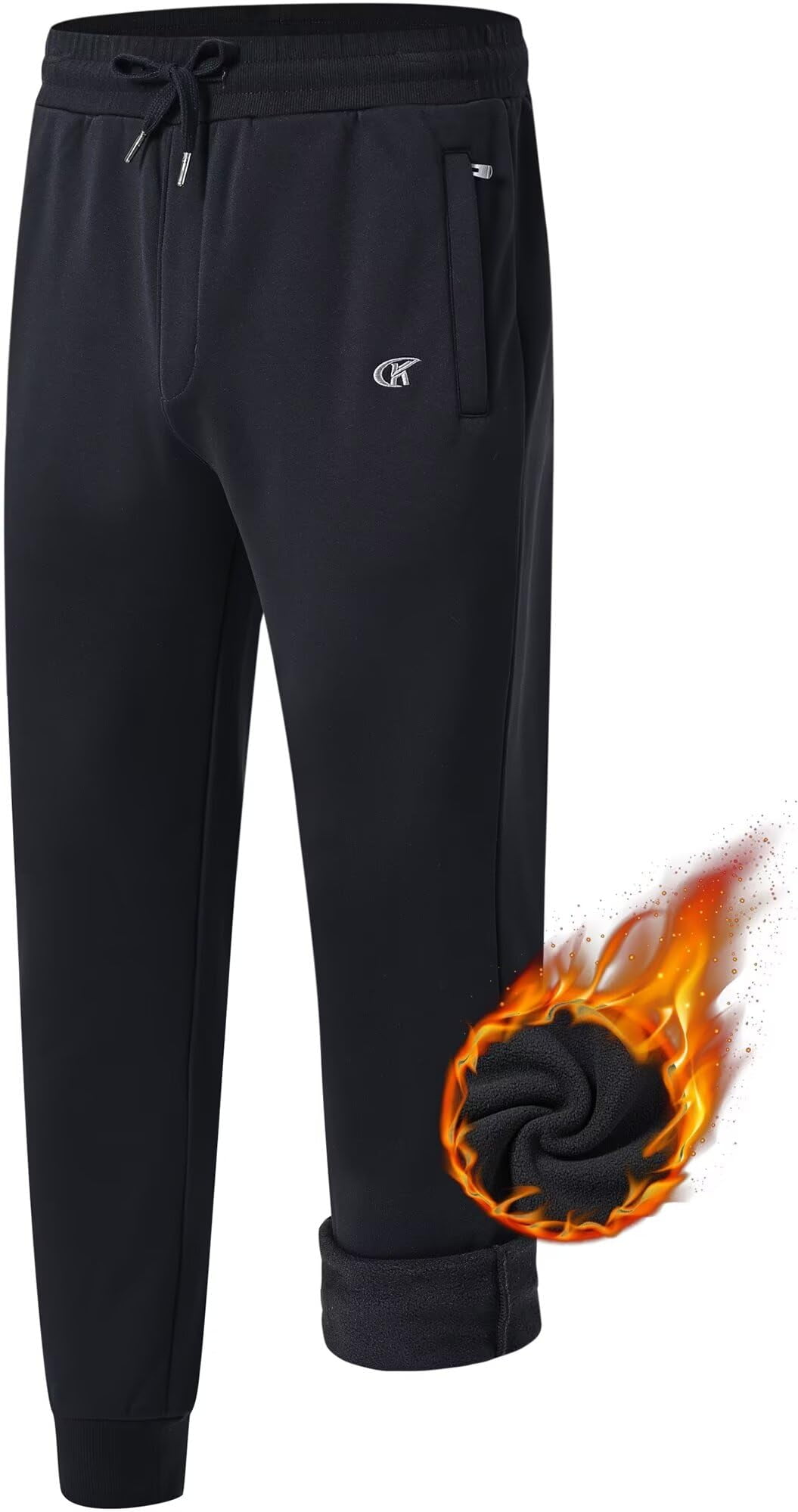 Taigaofy Men's Winter Fleece Lined Stretch Sweat Pants Zipper Pocket ...