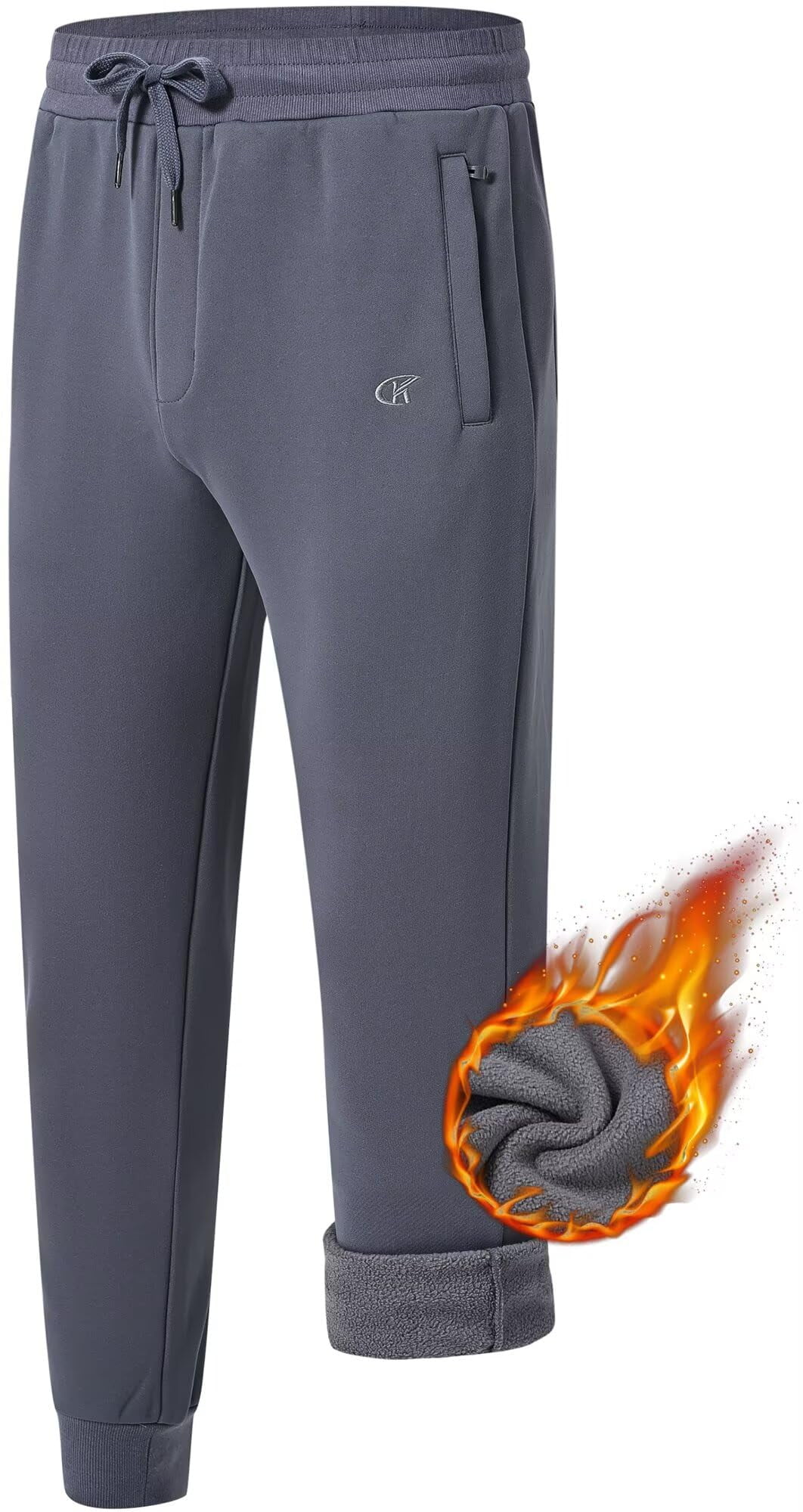 Taigaofy Men's Winter Fleece Lined Stretch Sweat Pants Zipper Pocket ...