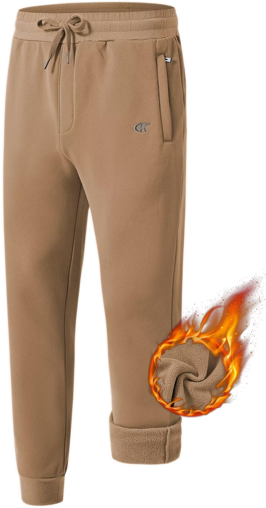 Taigaofy Men's Winter Fleece Lined Stretch Sweat Pants Zipper Pocket ...
