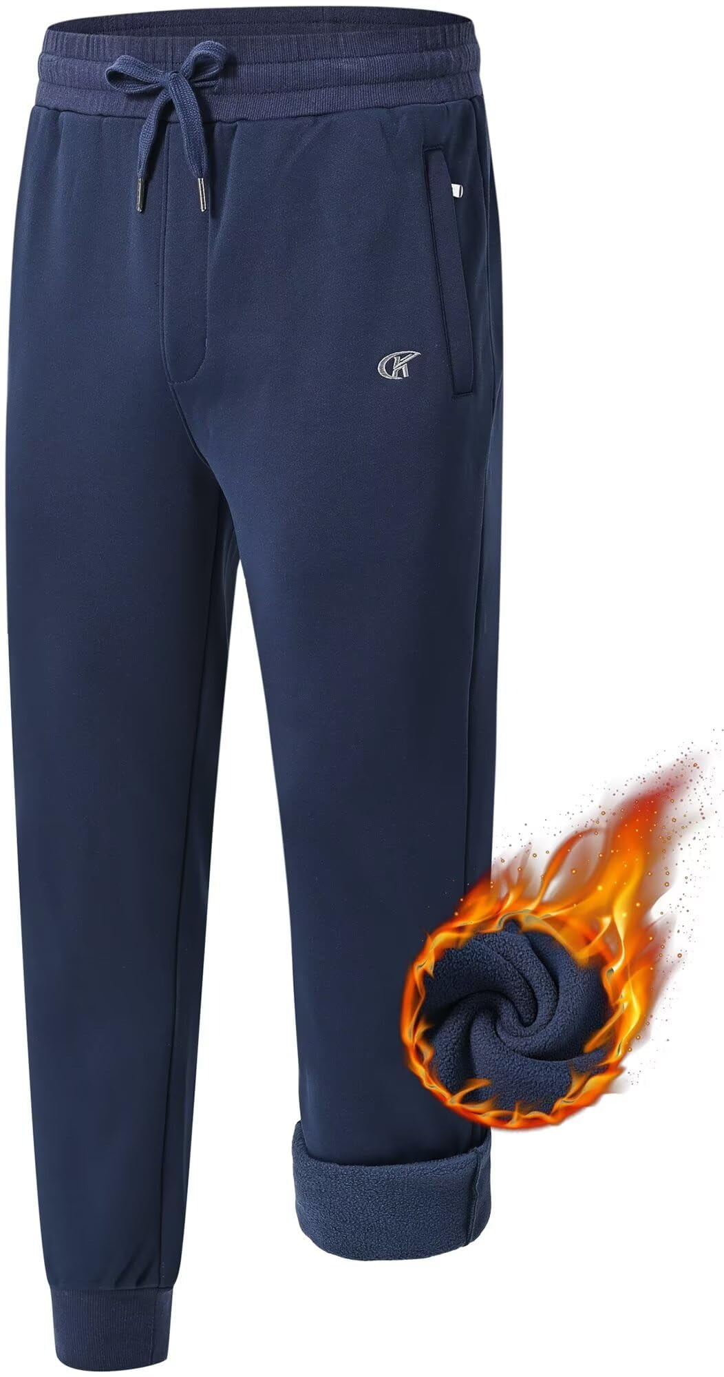 Taigaofy Men's Winter Fleece Lined Stretch Sweat Pants Zipper Pocket ...