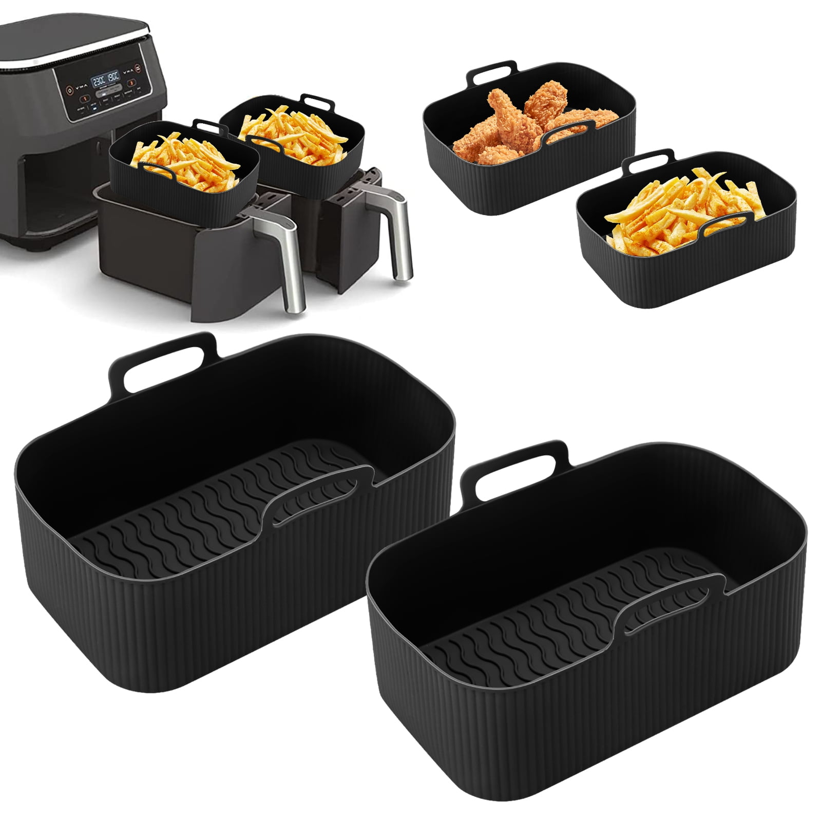 Taihexin 2 Pcs Air Fryer Silicone Pot for Ninja Foodi Dual DZ201 ...