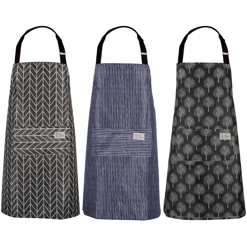Taihexin 3-Piece Waterproof Cooking Aprons, 25*28.3 inch, 2 Pockets ...
