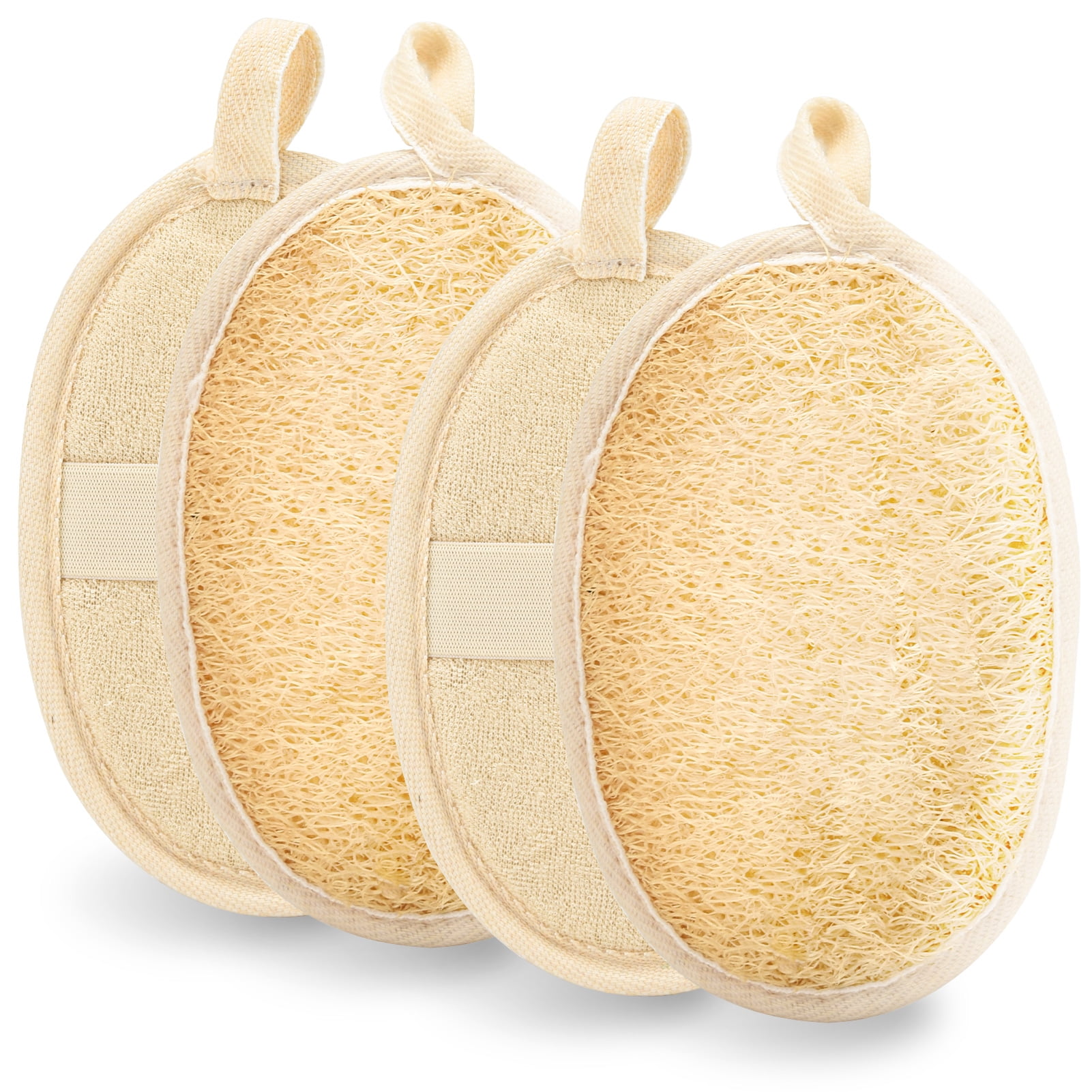 Taihexin 4 Pack Exfoliating Loofah Sponge Pads, 100% Natural Luffa and ...
