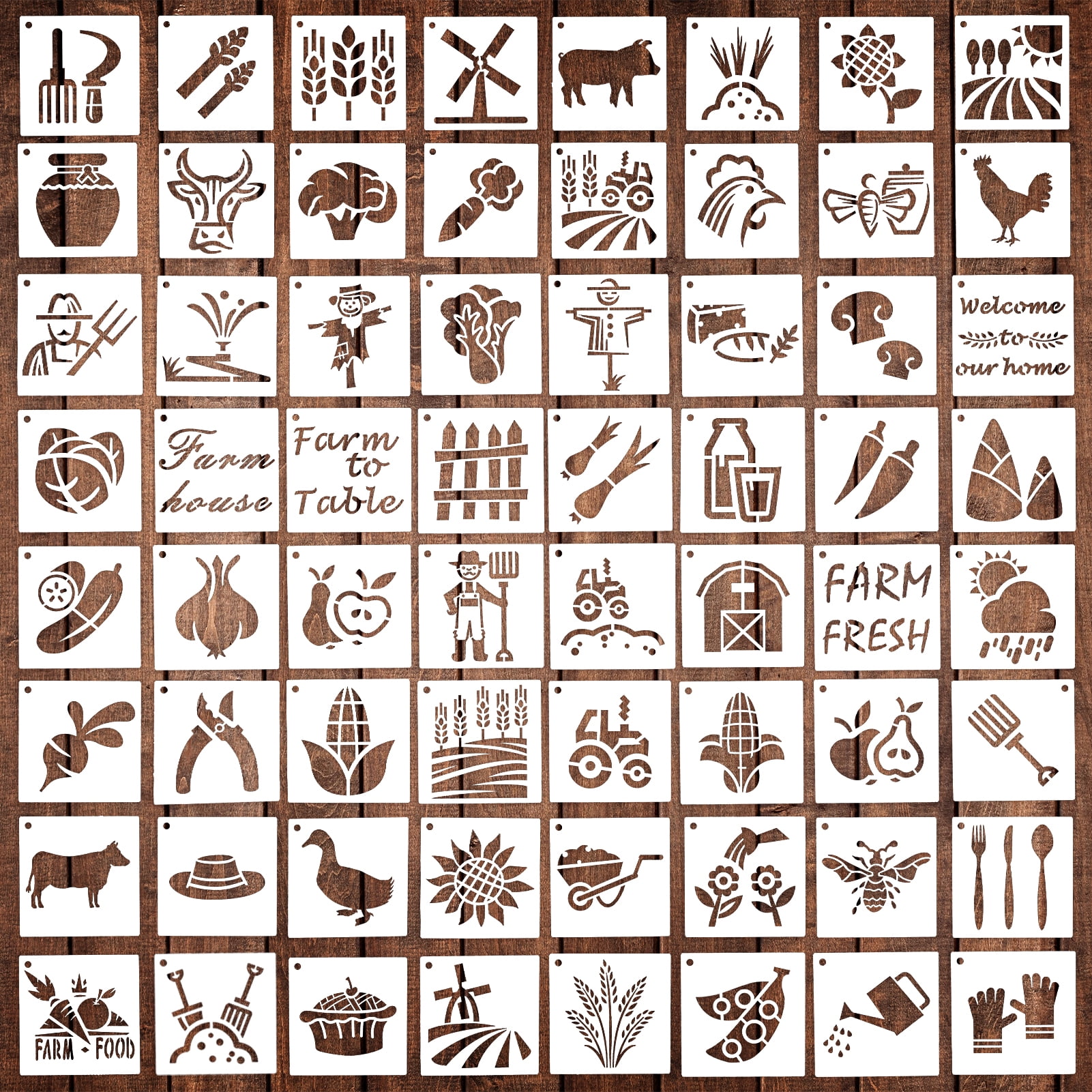 Taihexin 64Pcs Reusable Farmhouse Painting Stencils for Kids, Farm ...