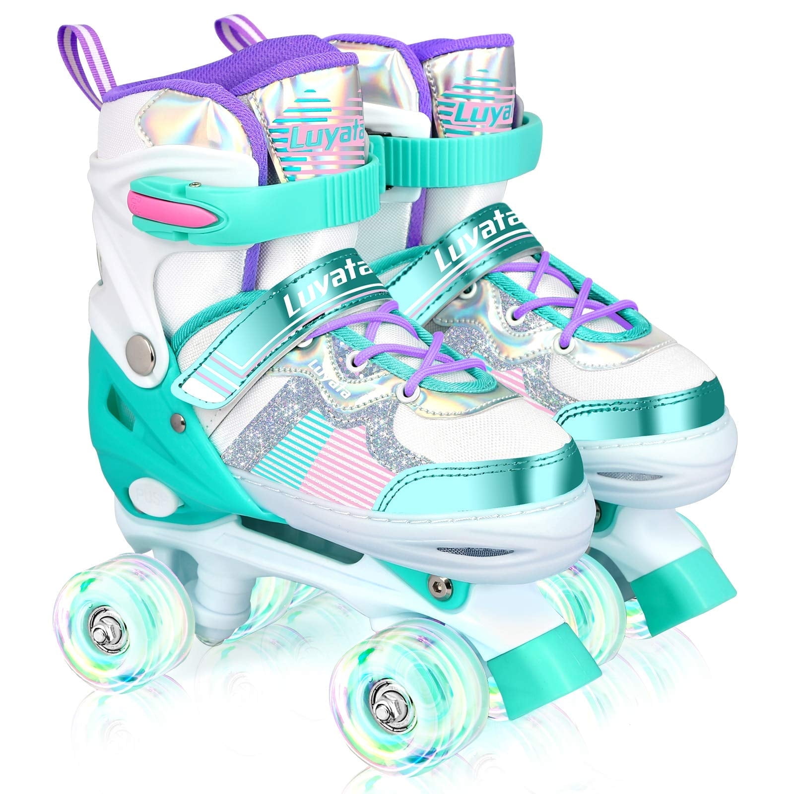 Taiker Unisex Adjustable LED Lights Roller Skates, Mint - Walmart.com