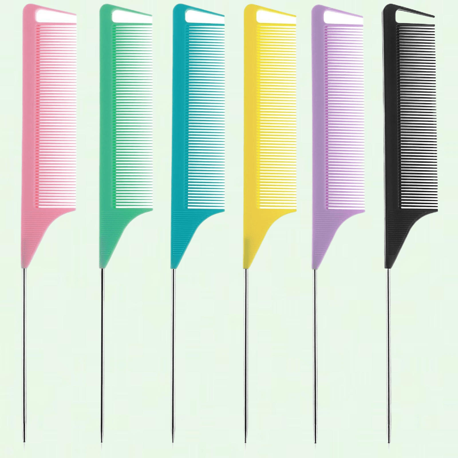 6Pcs Tail Comb with Stainless Steel Pin for Precise Hair Styling ...