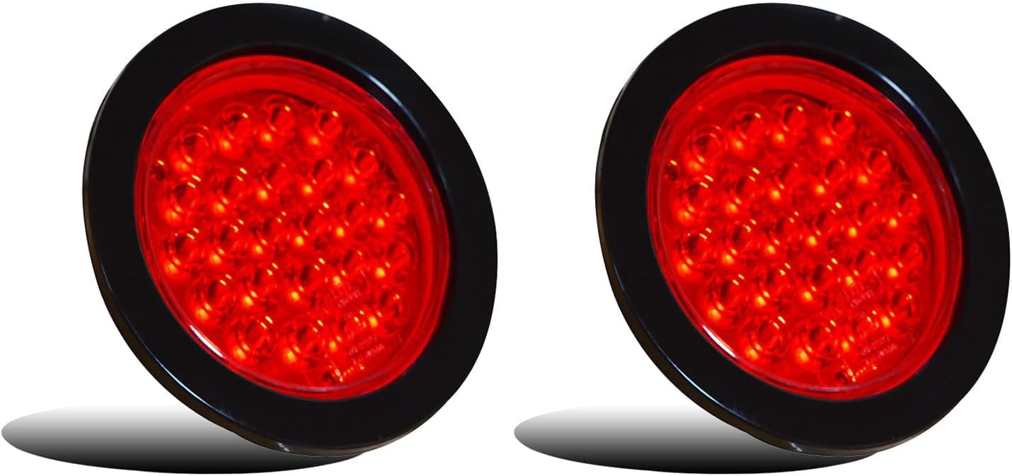 Tail Lights For Service Trucks 4" Round LED Trailer Tail Light Red 2PCS ...