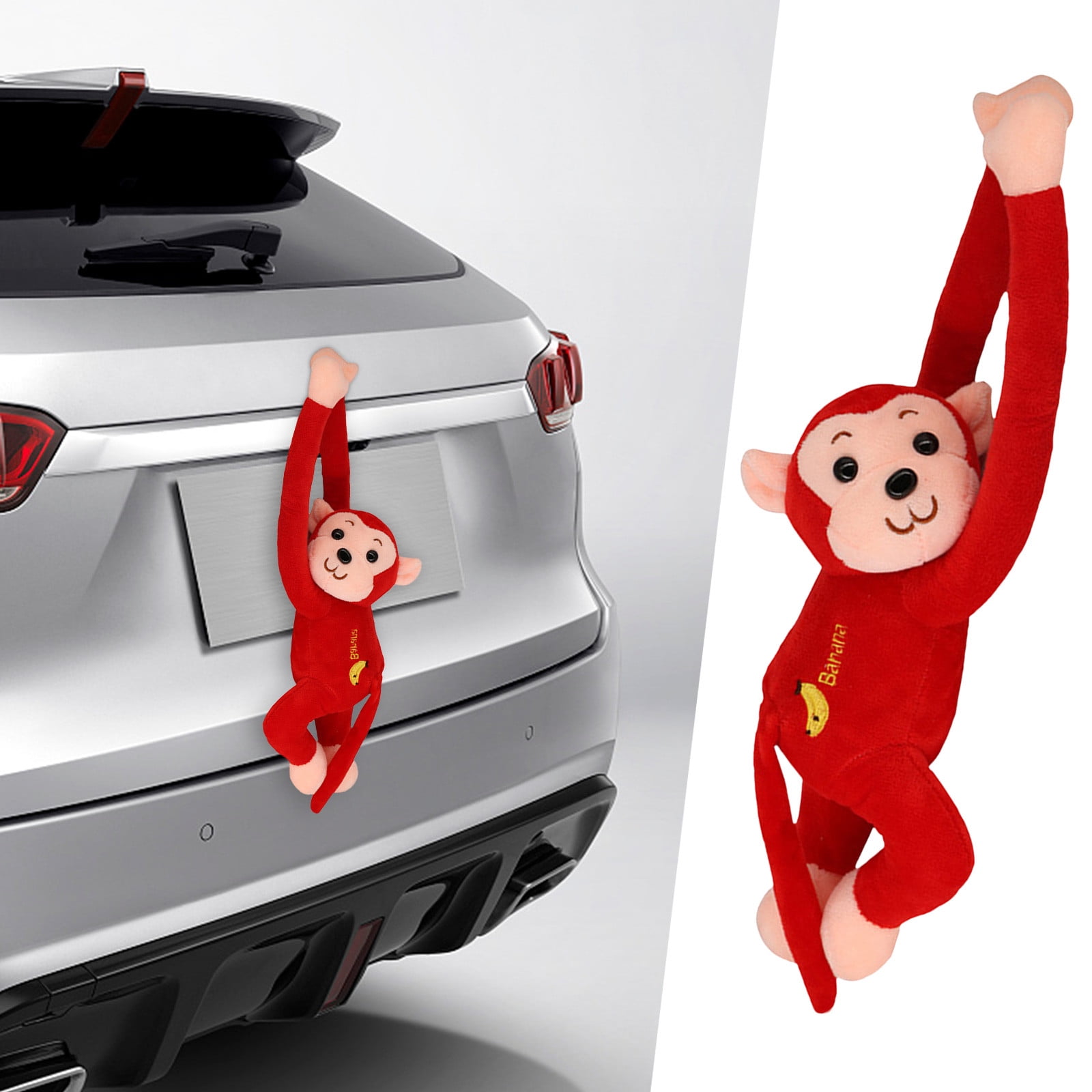 Tail-Wind Monkey Squad Car Decoration, Cute Hanging Plush with Suction ...