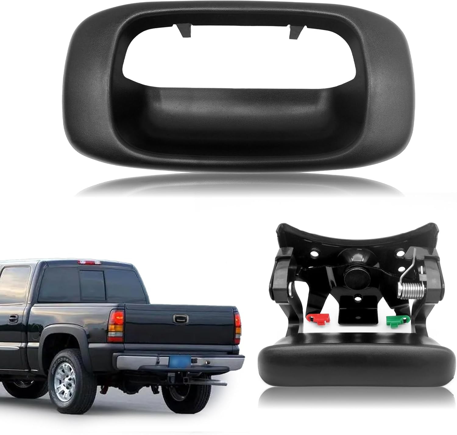 Tailgate Door Handle & Bezel Lock Set Compatible with 1999-2007 Chevy ...