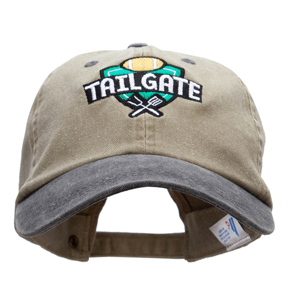 Tailgate Embroidered Pigment Dyed Wash Cap - Khaki Black OSFM - Walmart.com