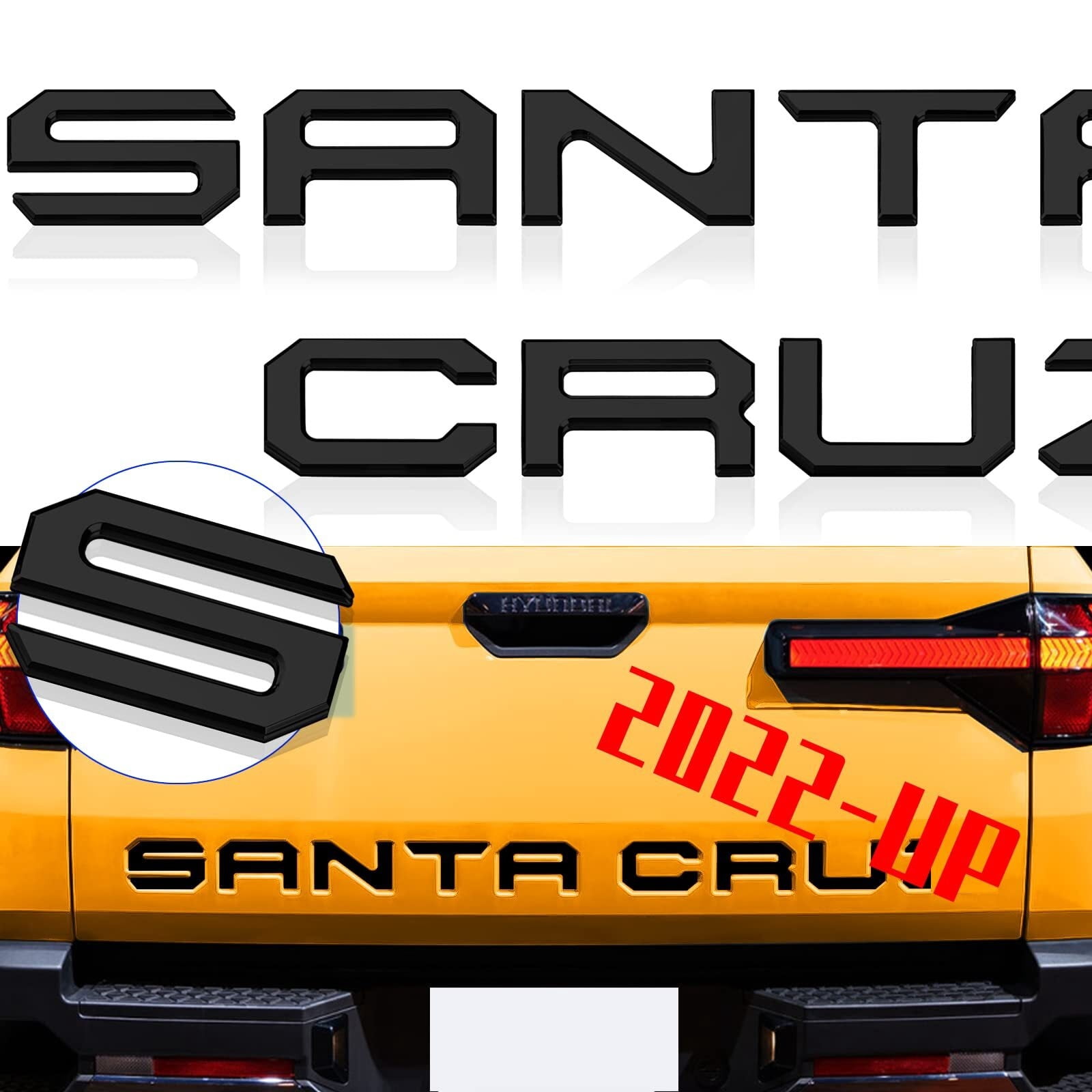 Tailgate Insert Letters Compatible for 2022 2023 Santa Cruz 3M Adhesive ...