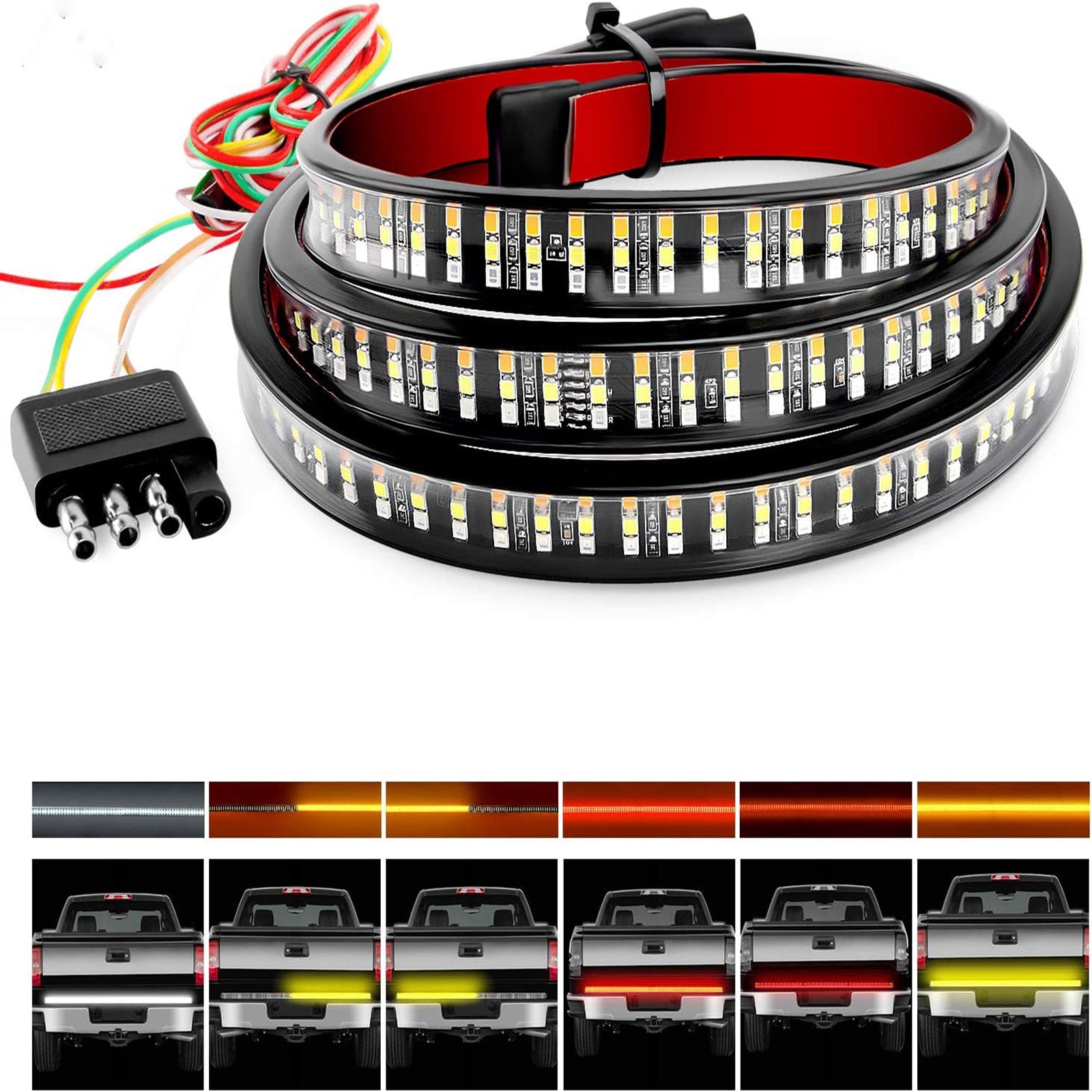 Tailgate LED Light Bar Triple Row 60 inch Tail Light Bar for Pickup ...