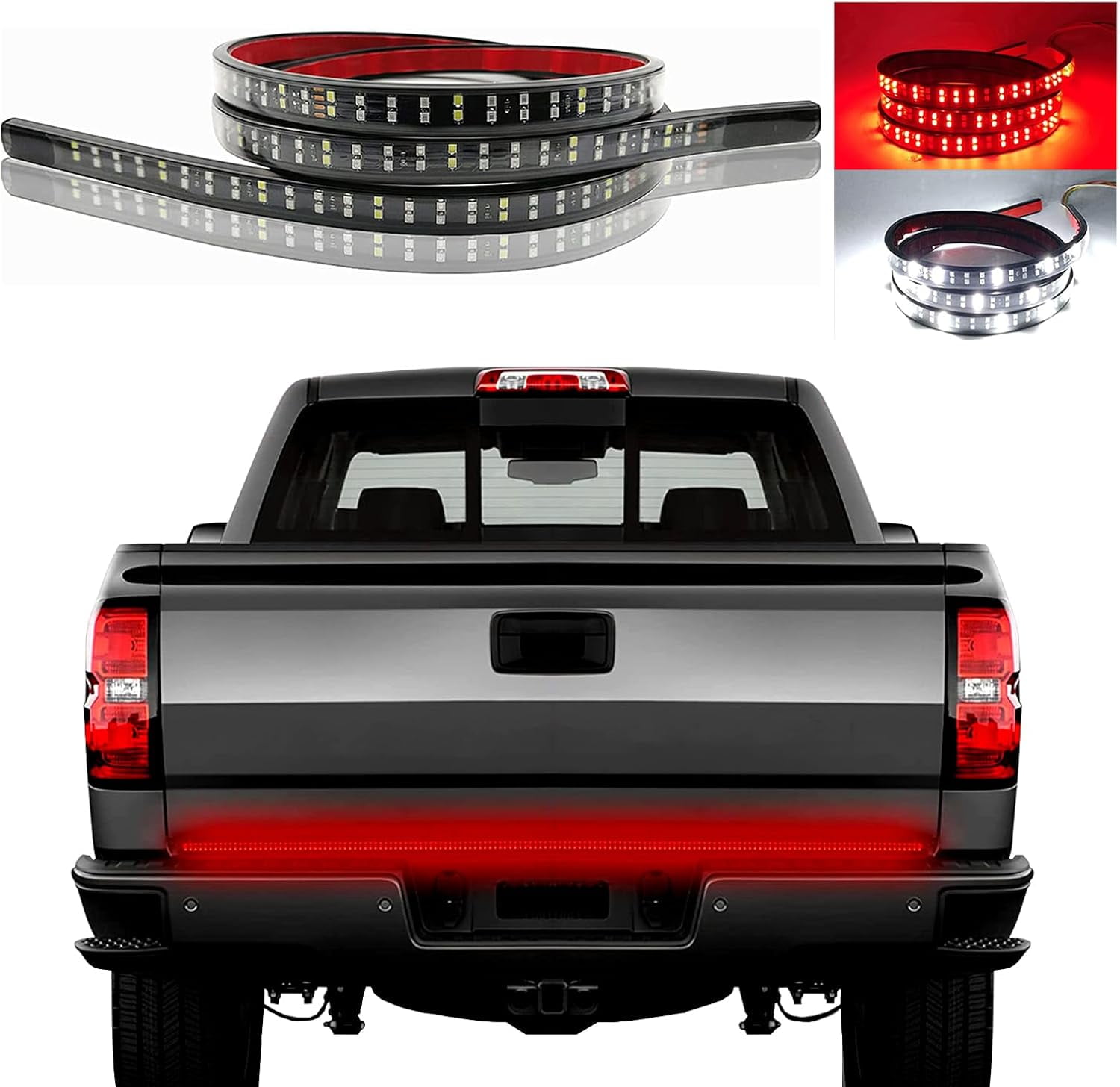 Tailgate Light Bar 48" , IP65 Double Row Strip with Red Running White ...