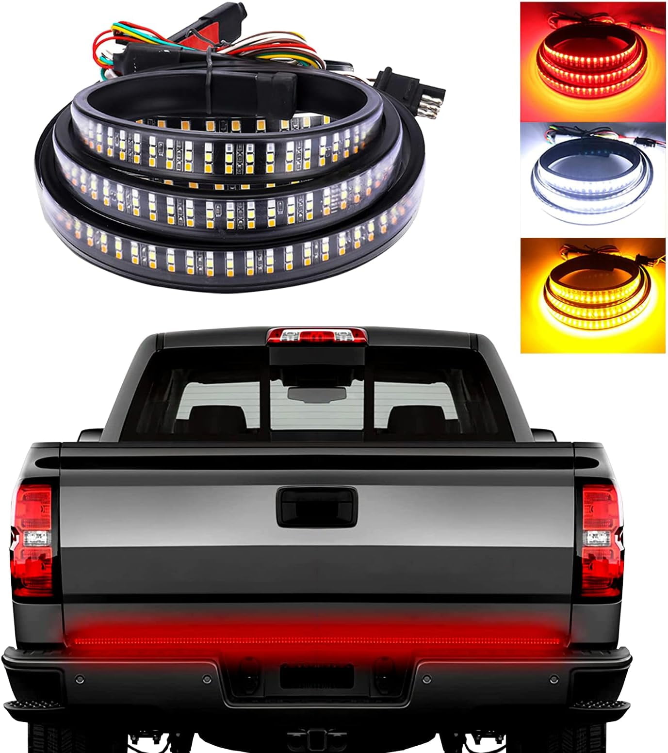 Tailgate Light Bar 59" , IP65 Triple Row Strip with White Reverse Red ...