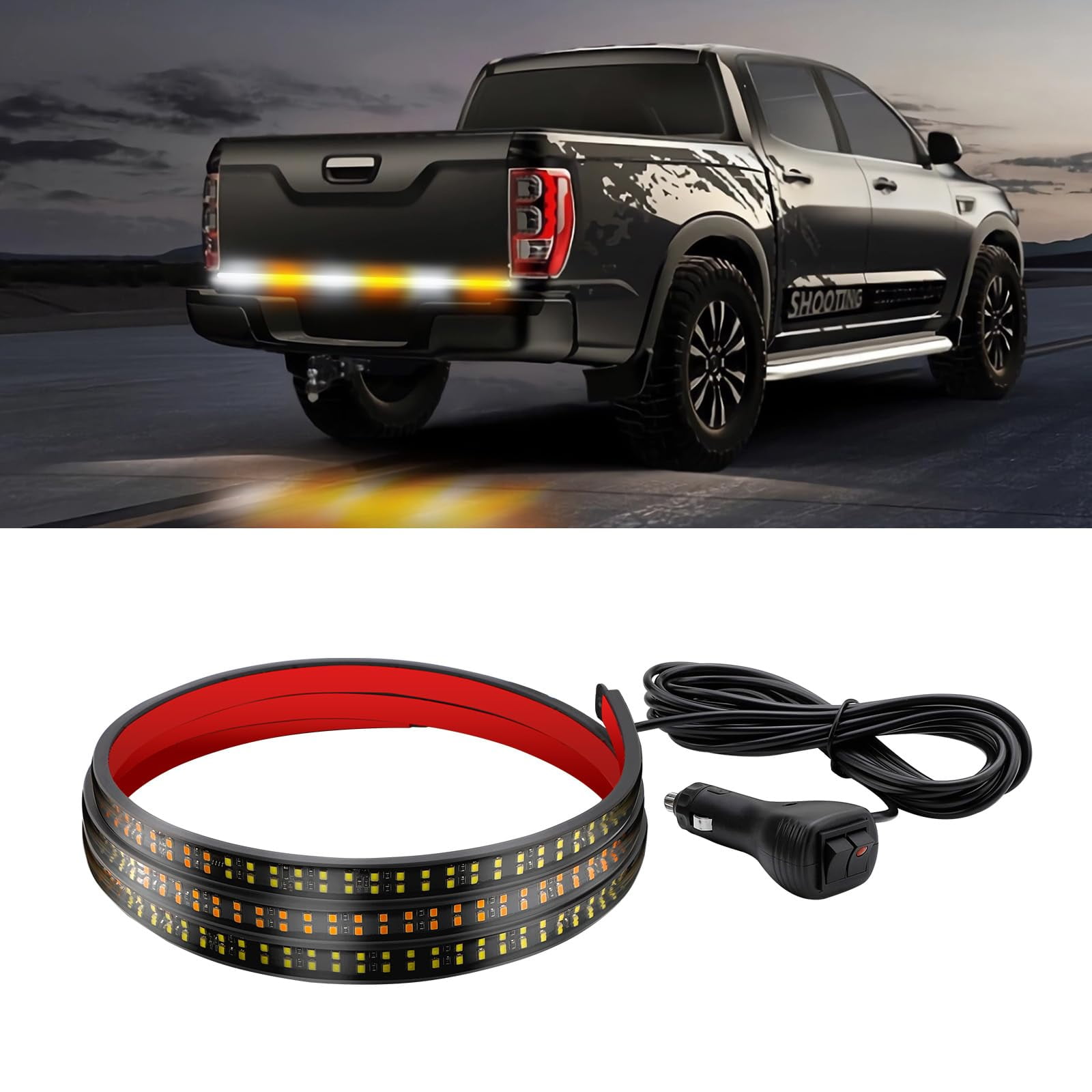 Tailgate Light Bar LED Strobe Light Strip for Trucks Bed 60 Inch Rear ...