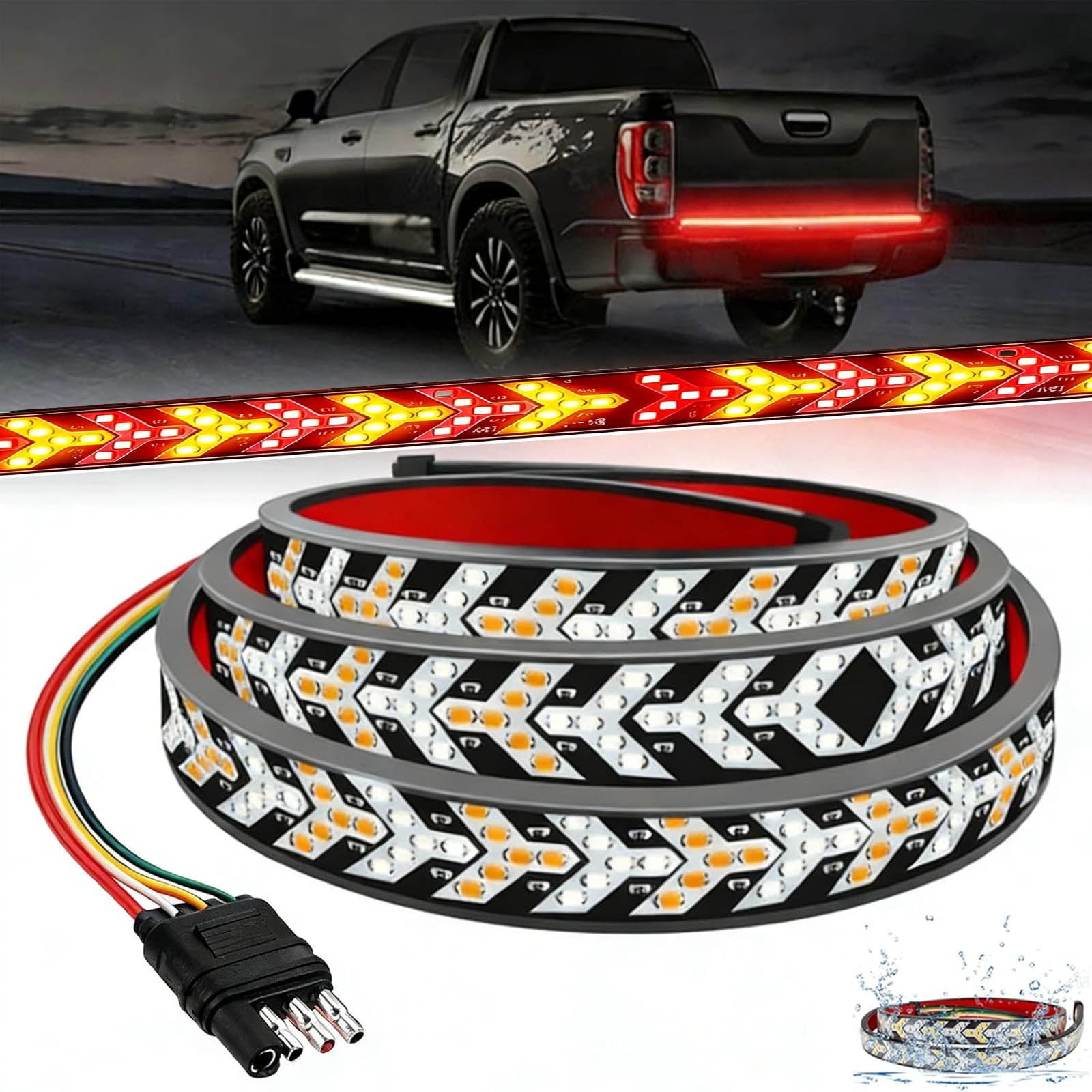 Tailgate Light Bar, Waterproof Flexible LED Bar with Red Running Brake ...