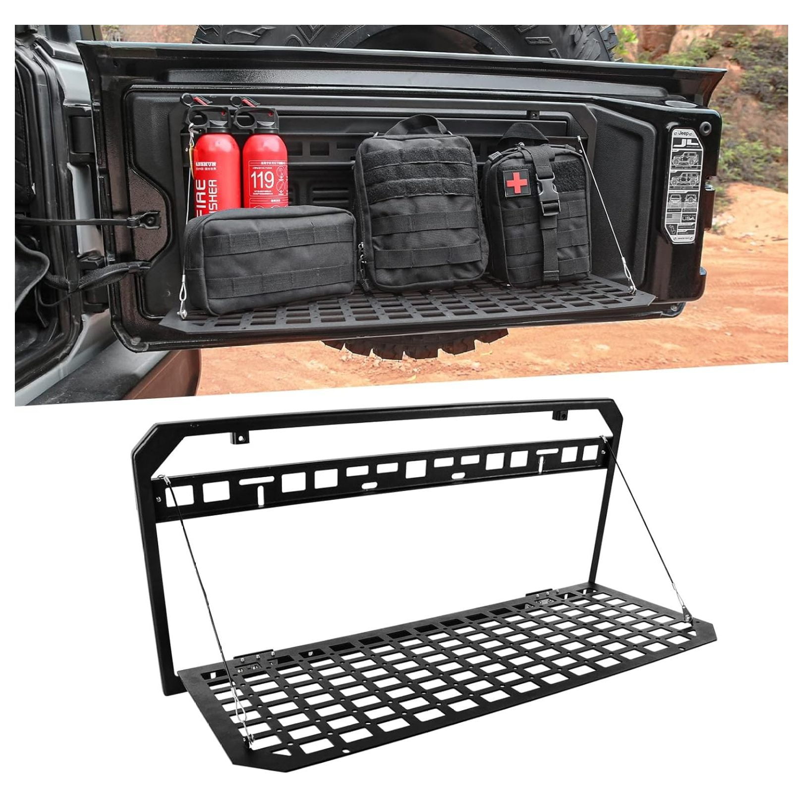 Tailgate Table Foldable Rear Cargo Shelf Compatible with Jeep Wrangler ...