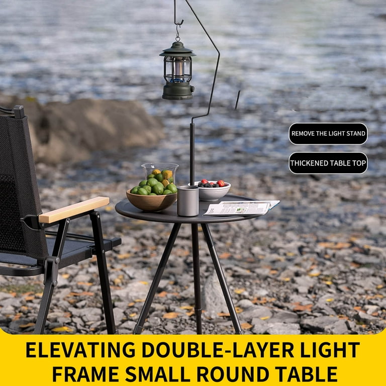Flash Sale Tailgate Table Outdoor Folding Small Round Table Portable And Adjustable Camping Table Camping Equipment Picnic Double layer With Light Rack Coffee Table Portable Camping Table Walmart