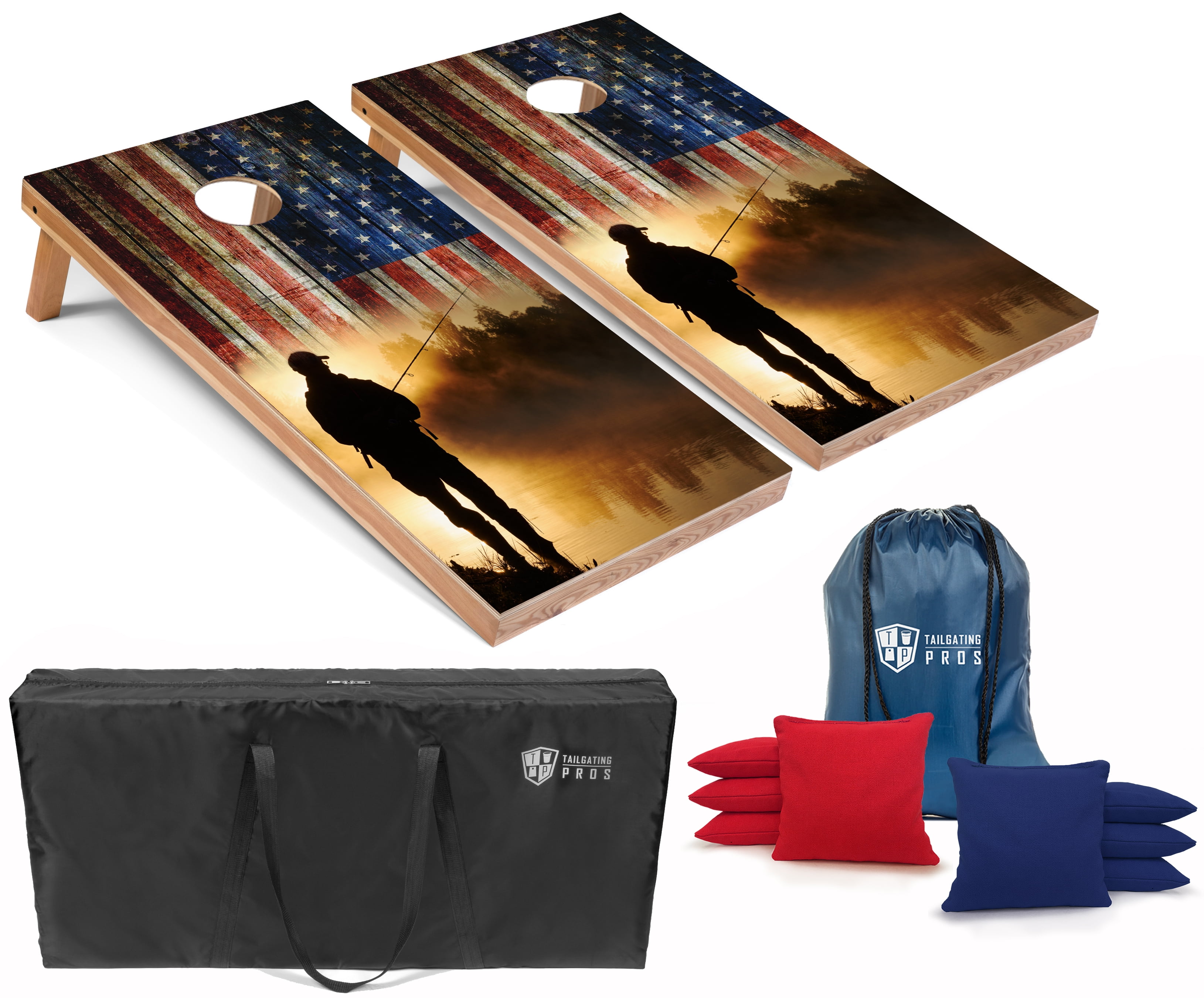 Tailgating Pros Cornhole Board Set w/Bean Bags and Carrying Case - 4'x2 ...