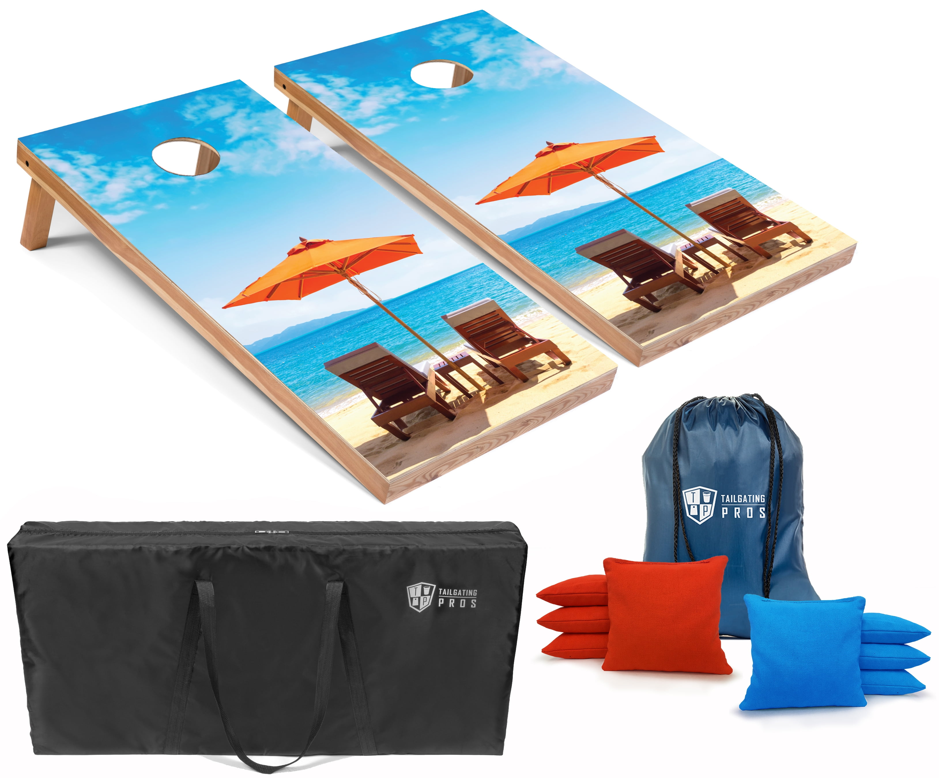 Tailgating Pros Cornhole Board Set w/Bean Bags and Carrying Case - 4'x2 ...