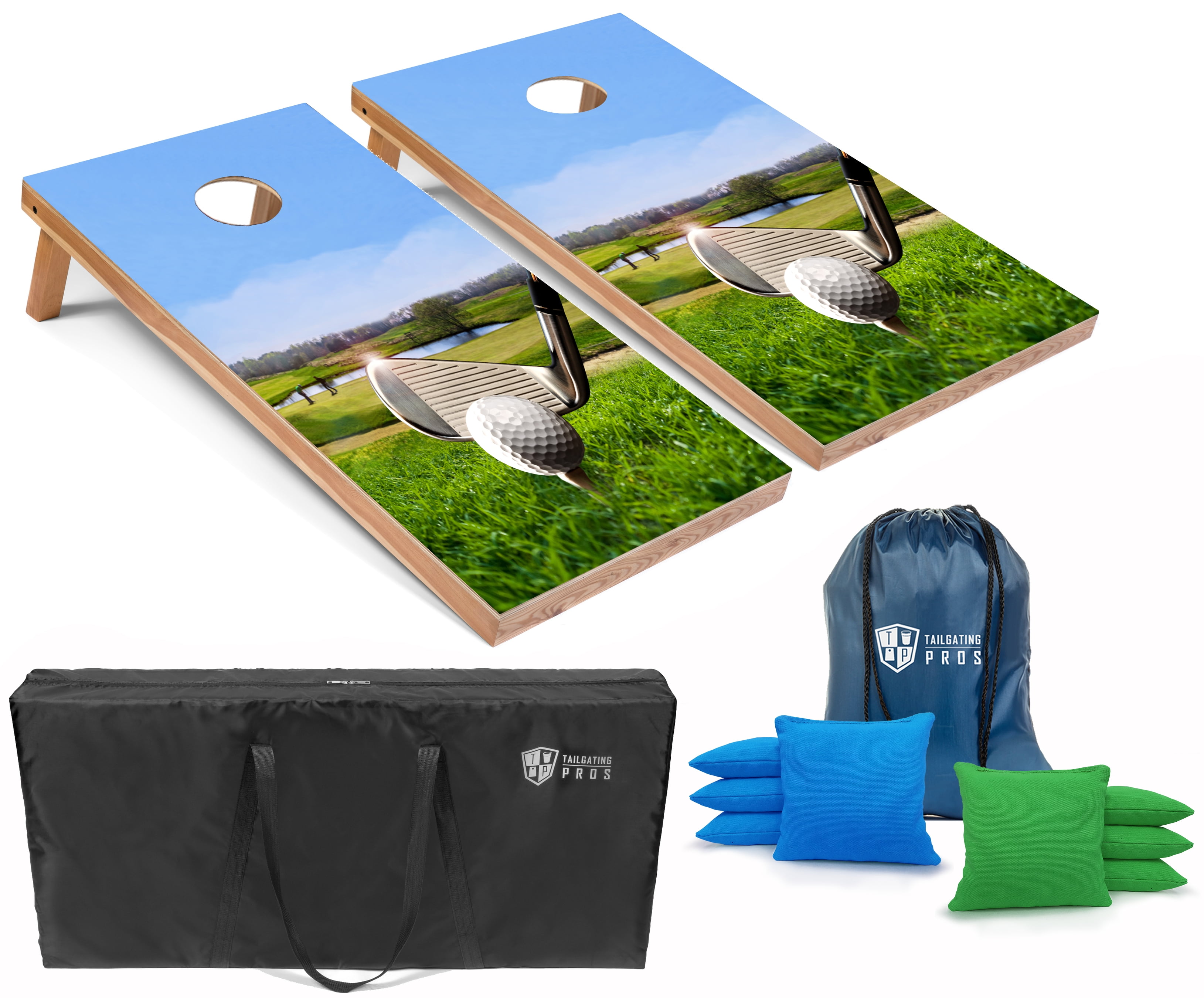 Tailgating Pros Cornhole Board Set w/Bean Bags and Carrying Case - 4'x2 ...