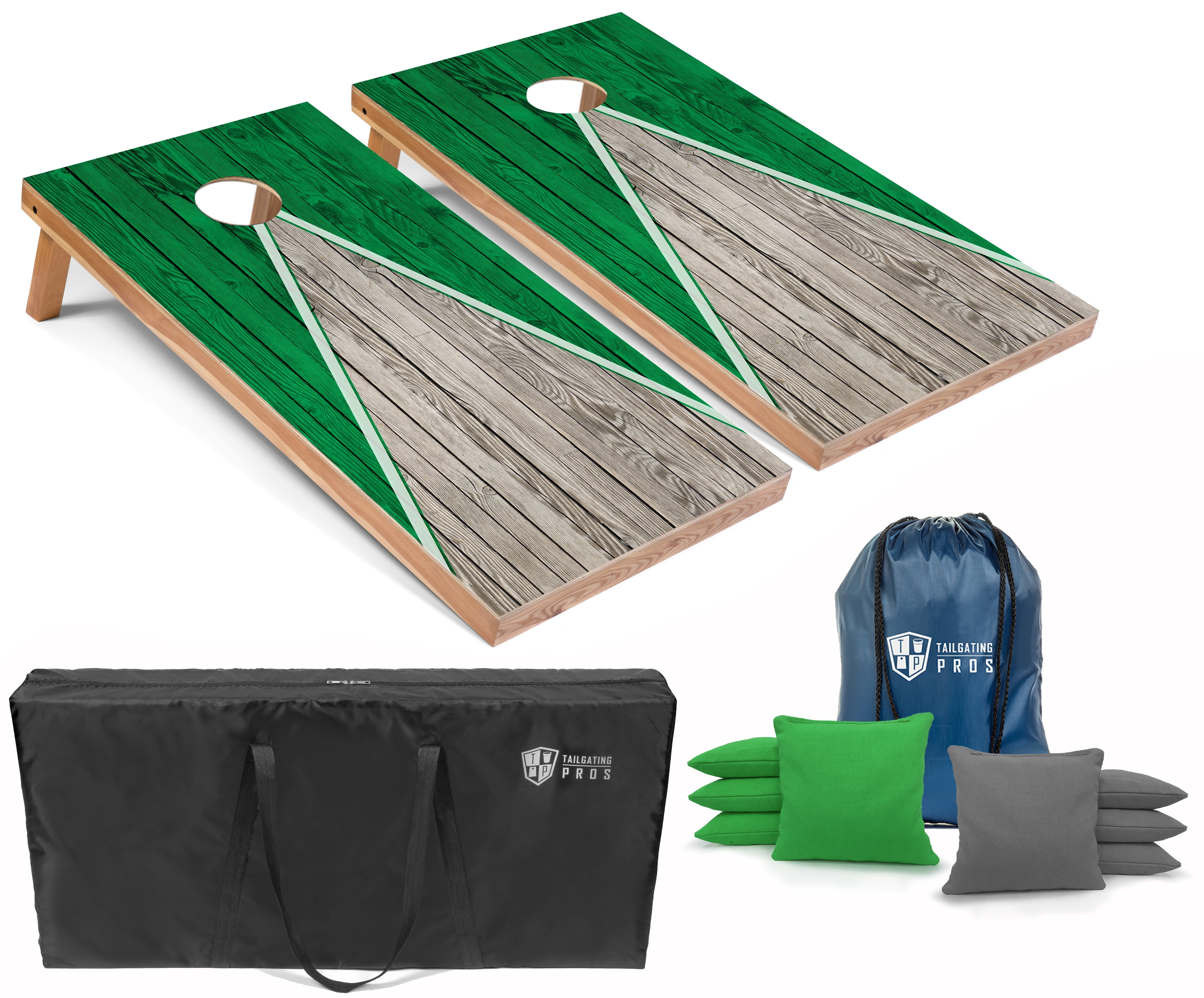 Tailgating Pros Solid Wood Cornhole Set w/ Bags, Case, LED Lights - 4 ...