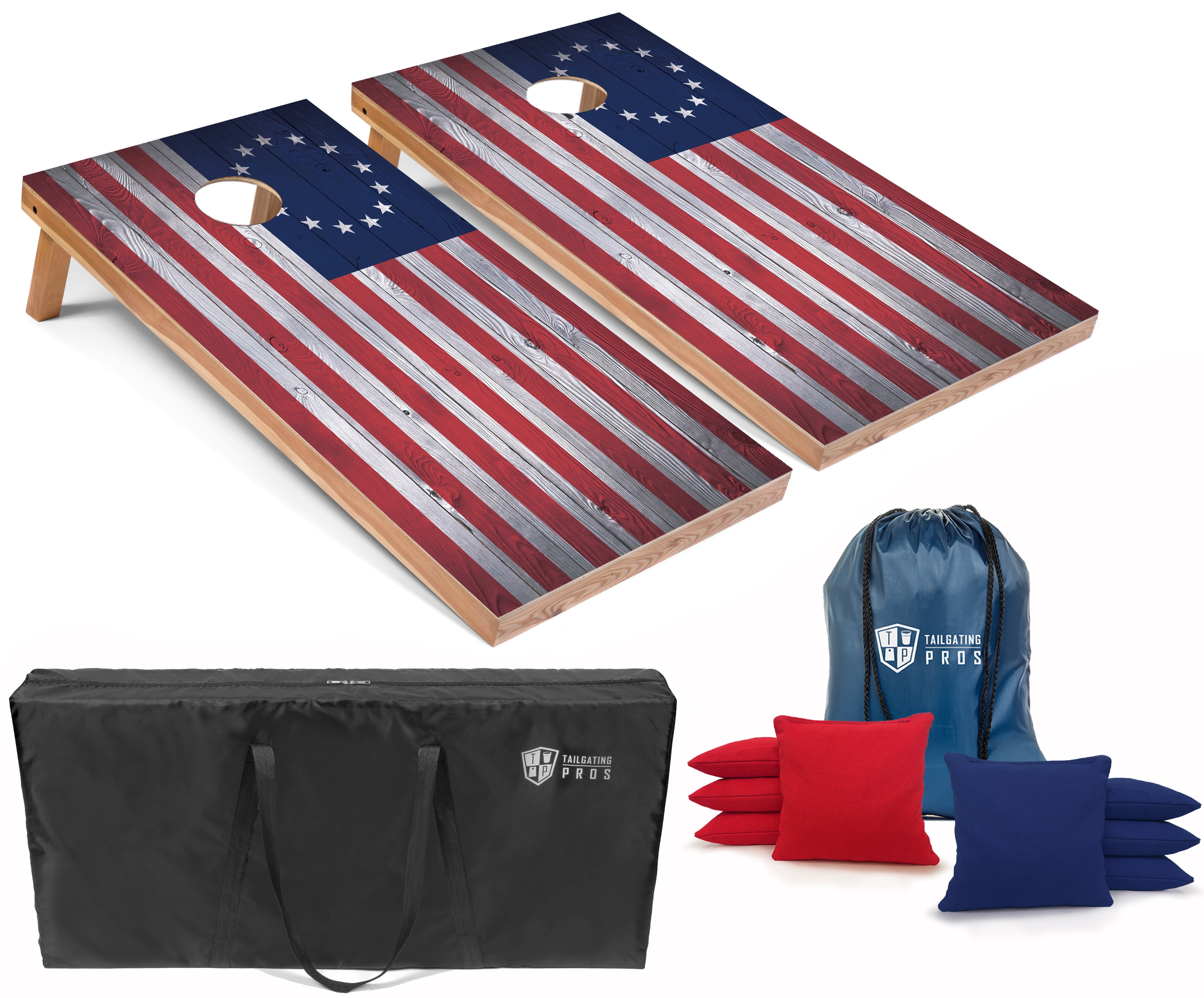 Tailgating Pros Regulation Cornhole Boards Flag Set - Includes 8 Bean ...