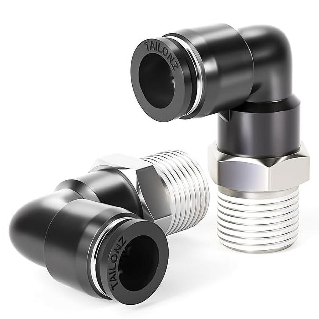 Tailonz Pneumatic PL-3/8-N2, Copper Plastic Black/Silver 3/8" Elbow ...