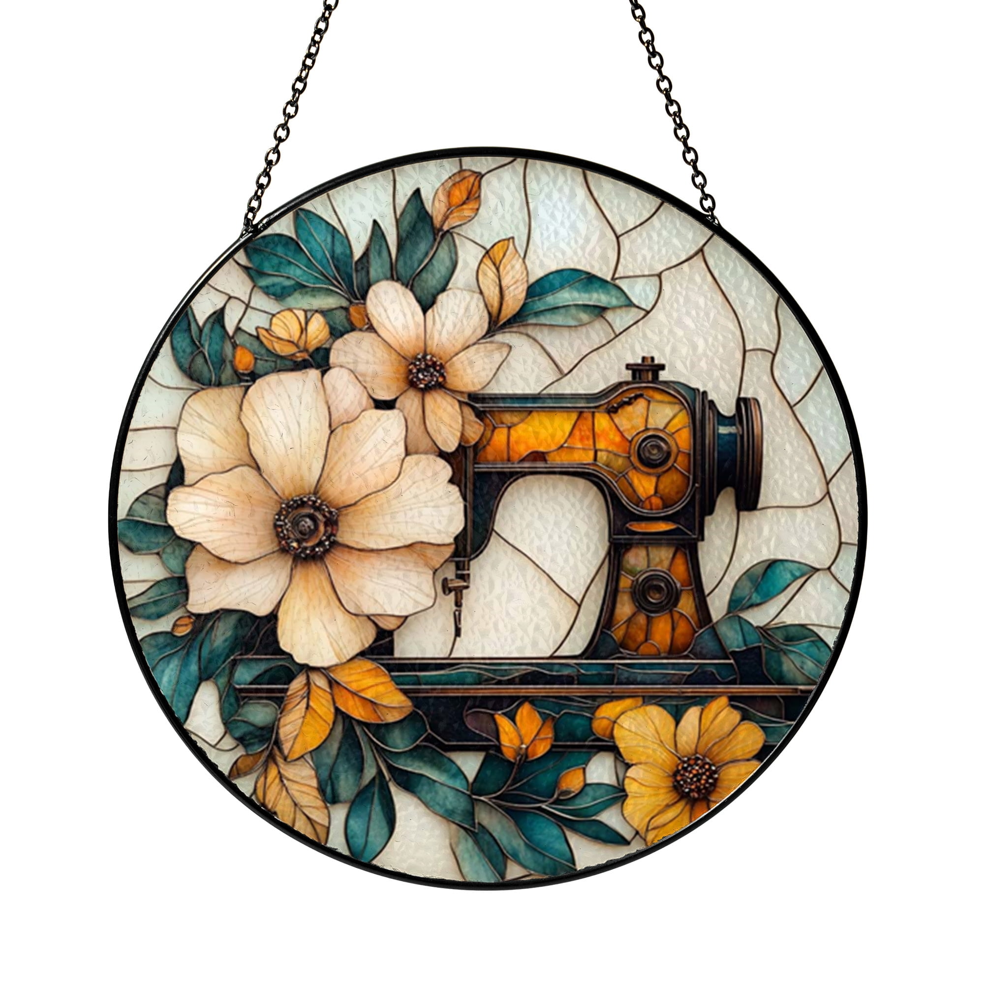 Tailor Inspired Sewing Machine Stained Glass Style Suncatcher Window ...