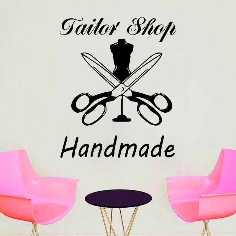 Tailor Shop Logo Wall Decal Clothes Atelier Sewing Studio Interior ...