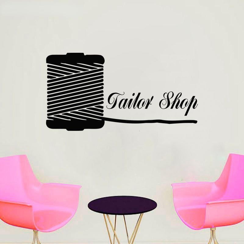 Tailor Shop Sewing Studio Atelier Decor Vinyl Decor Cotton Wall Sticker ...