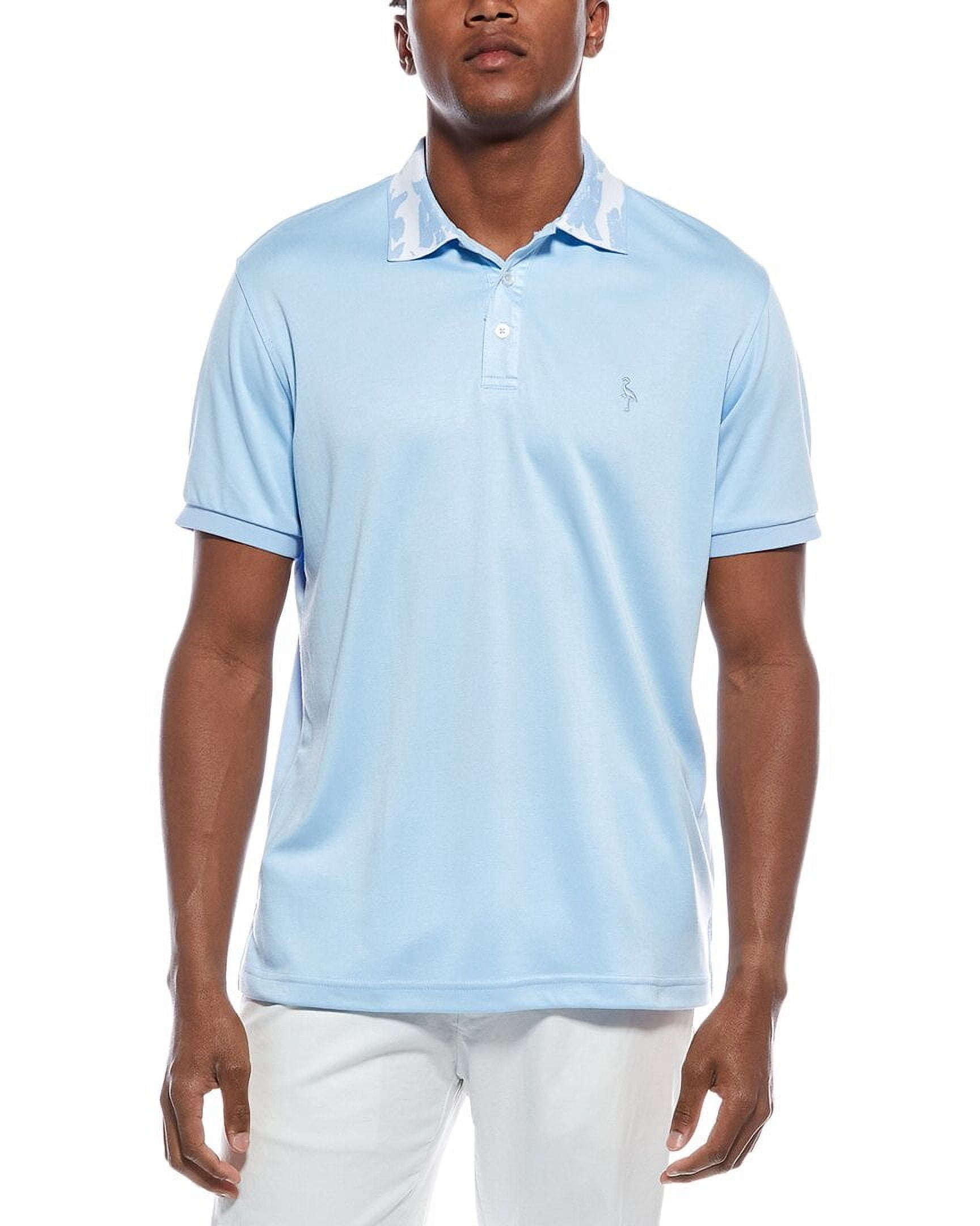 TailorByrd mens Floral Jacquard Collar Pique Polo Shirt, XL, Blue ...
