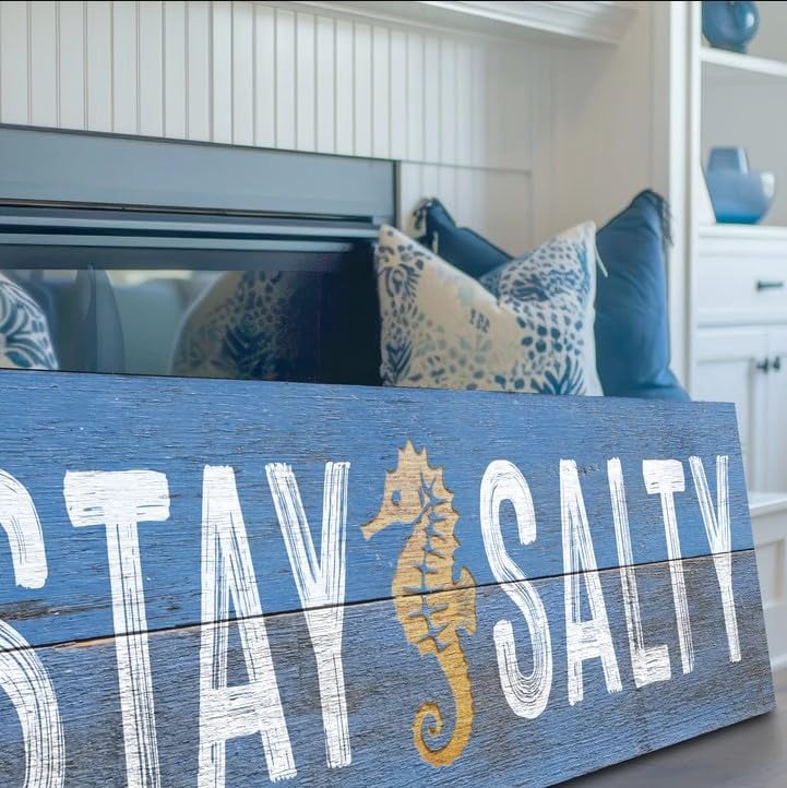 Tailored Canvases Stay Salty Coastal Sign VII - Coastal Wall Art Decor ...