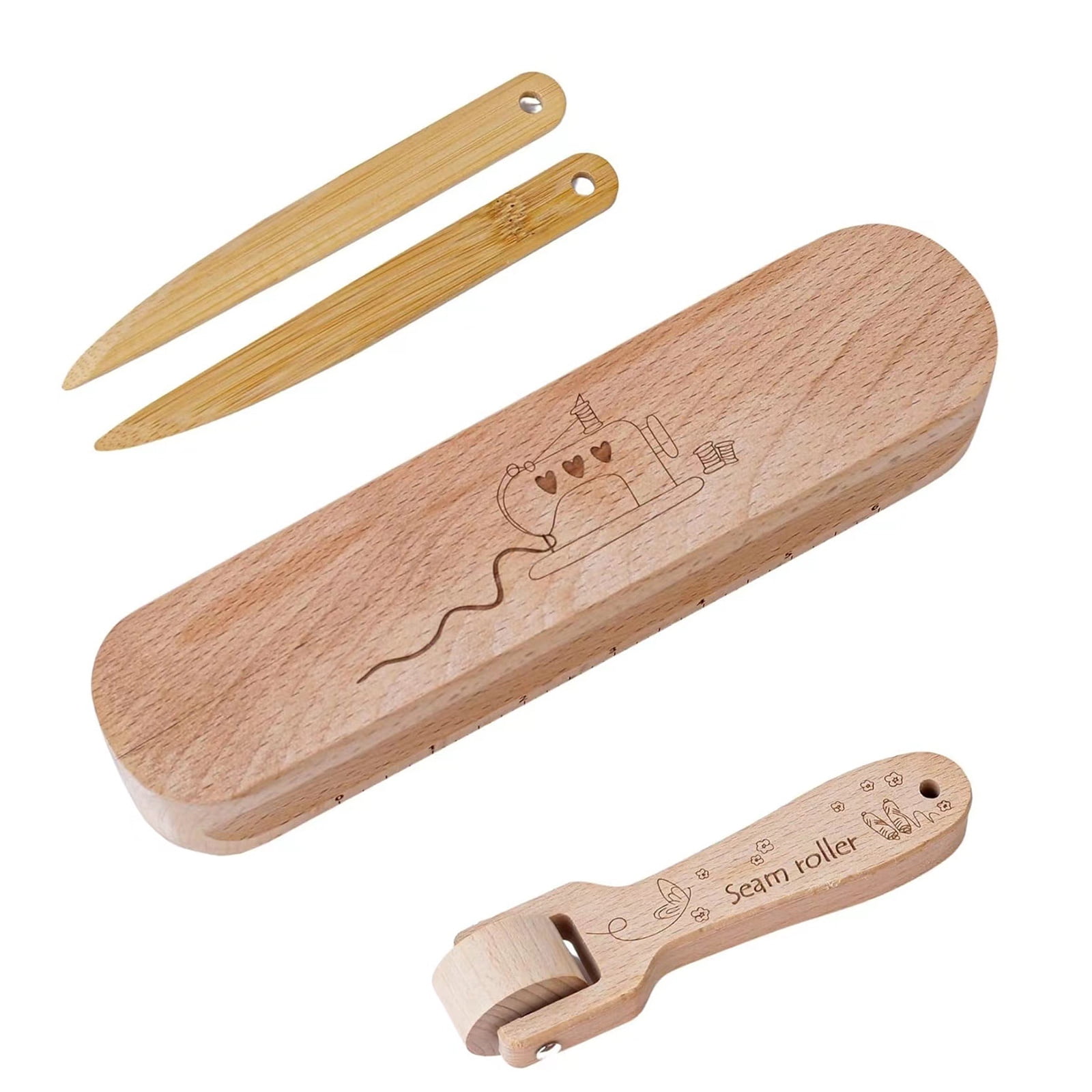 Tailors Clapper Set with Seam Roller Bone Pen Seam Presser Tool Sewing ...