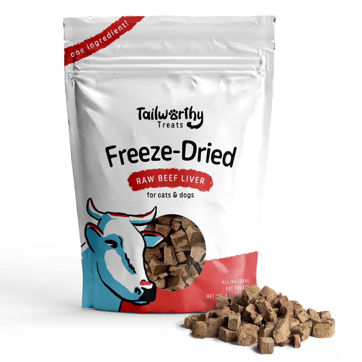 Tailworthy Beef Liver Treats, AIF4 4oz, Freeze-Dried Raw Training Dog ...
