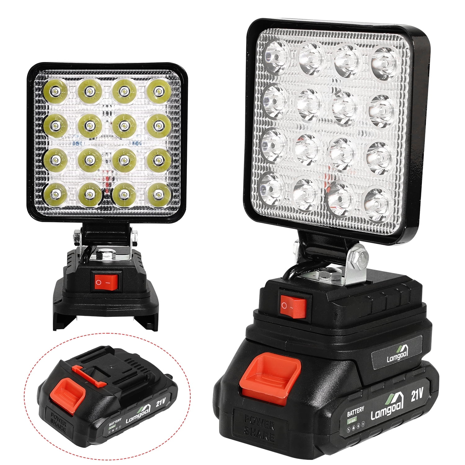 Taimu TM Work Light, 21V Square LED Work Light, 90° Rotatable Job Site ...