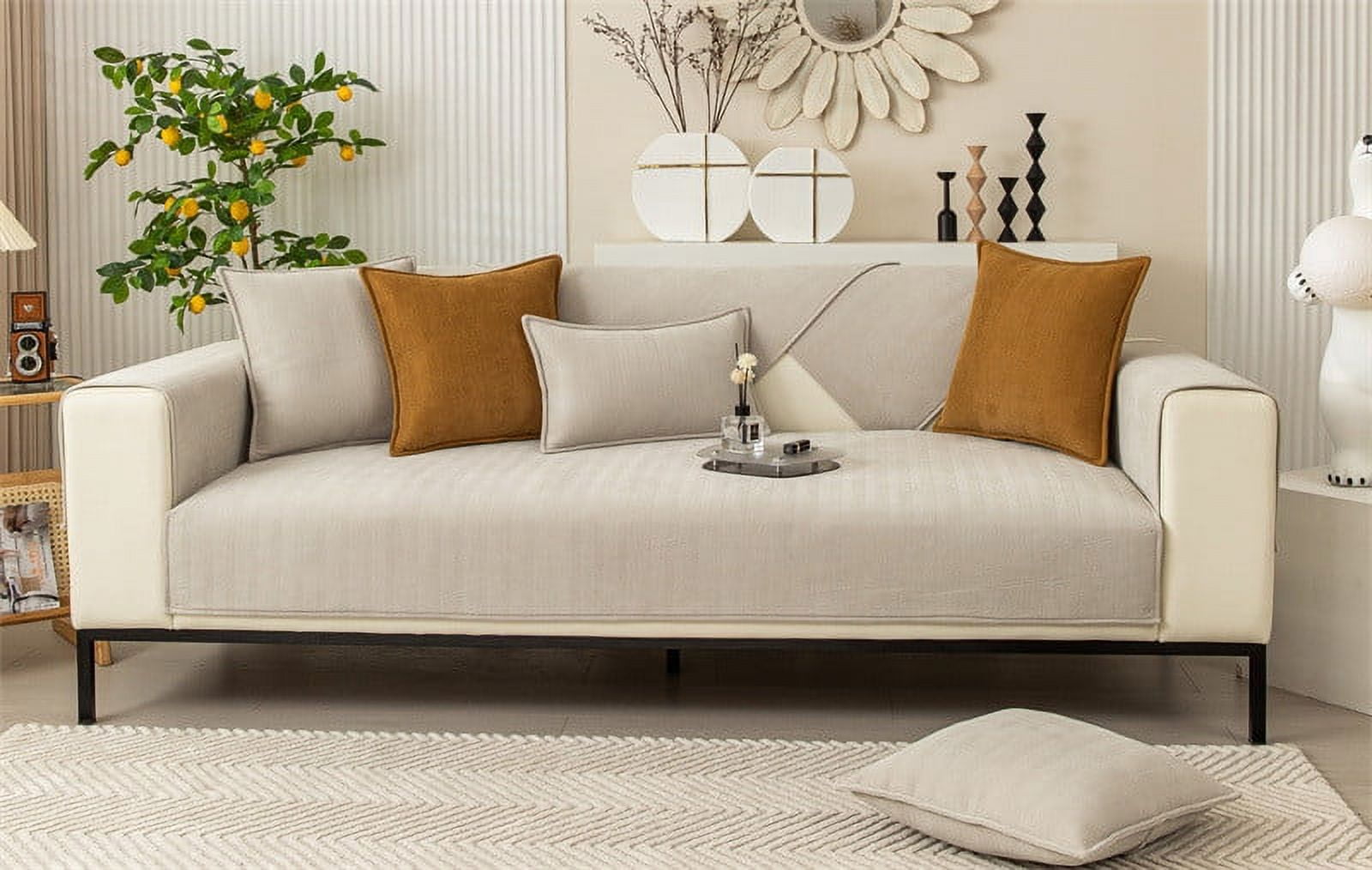 Tainini Herringbone Chenille Fabric Furniture Protector Sofa Cover ...