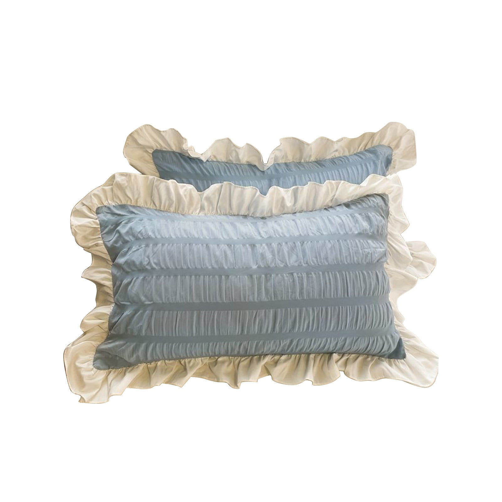 Tainini House Ruffled Pillow Shams Standard White Shabby Set of 2 ...
