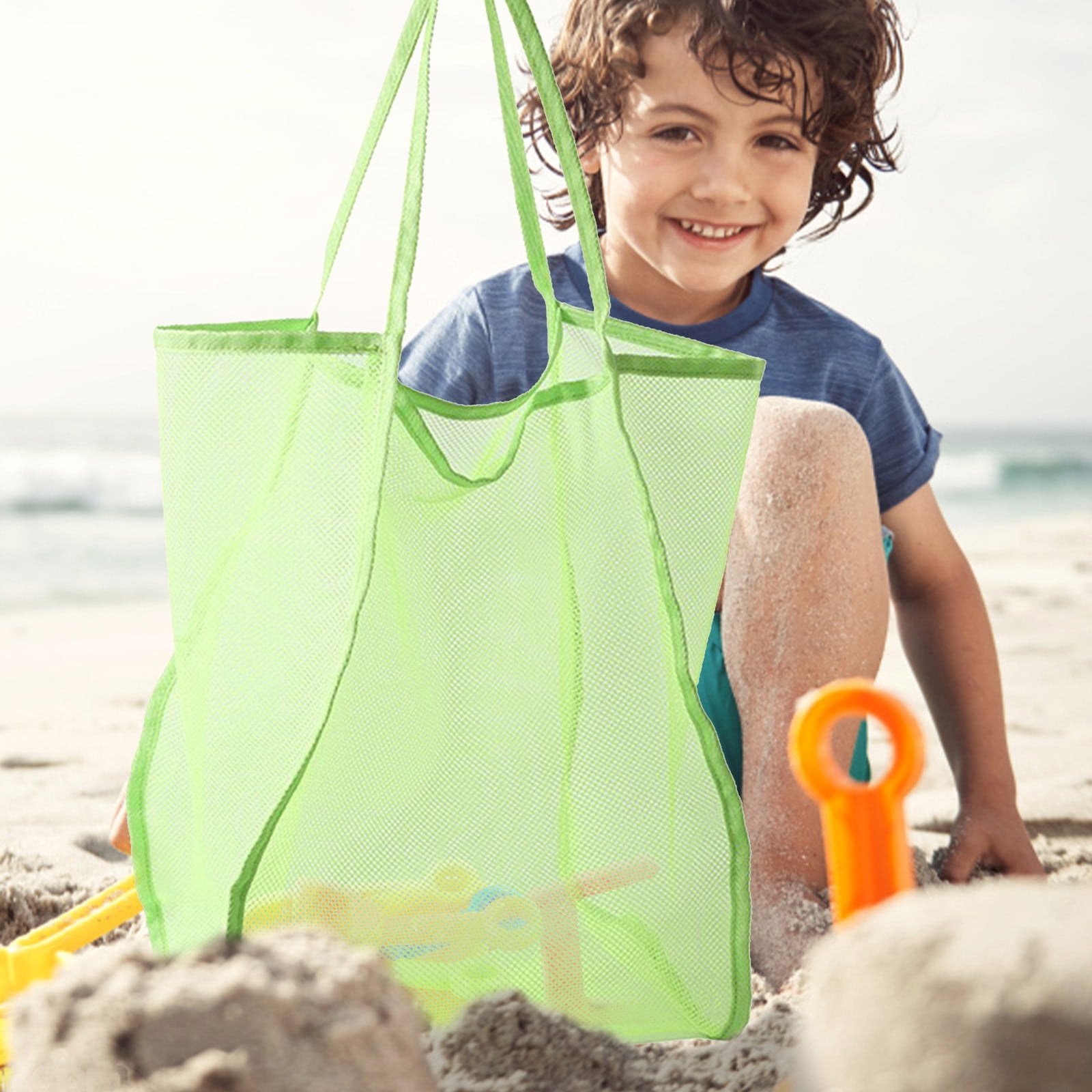 Tainini Mesh Beach Bag, Large Beach Bag Swimming Bag Foldable Mesh Tote ...