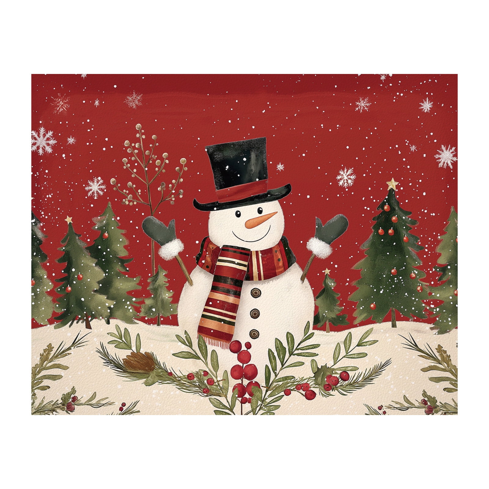 Tainini 15x11in Christmas Snowman PVC Placemats, Washable Christmas Non ...