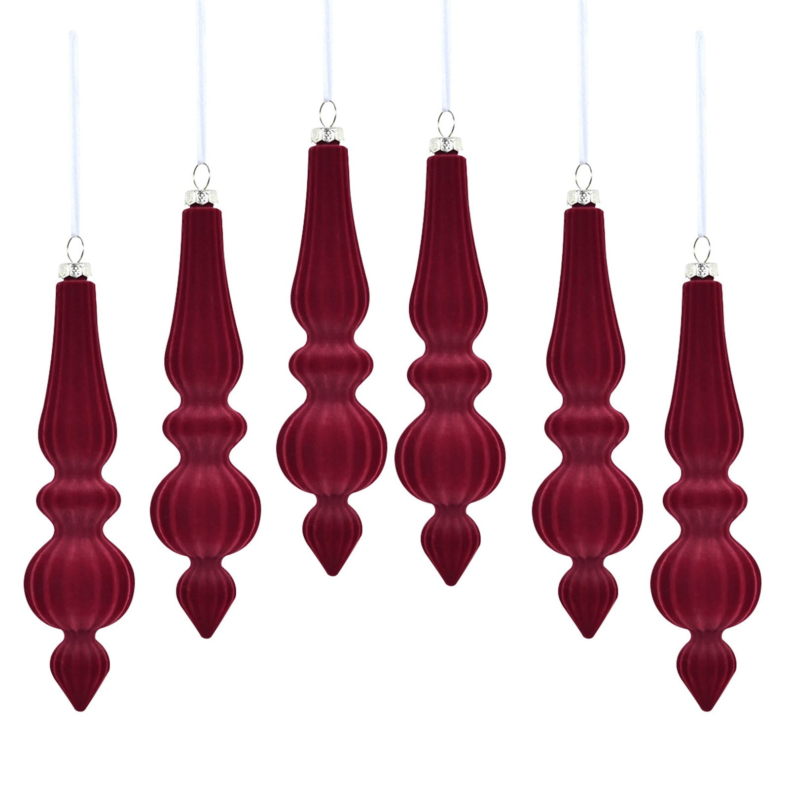 Tainini 6Pcs Velvet Christmas Hanging Balls, Flocked Tree Christmas ...