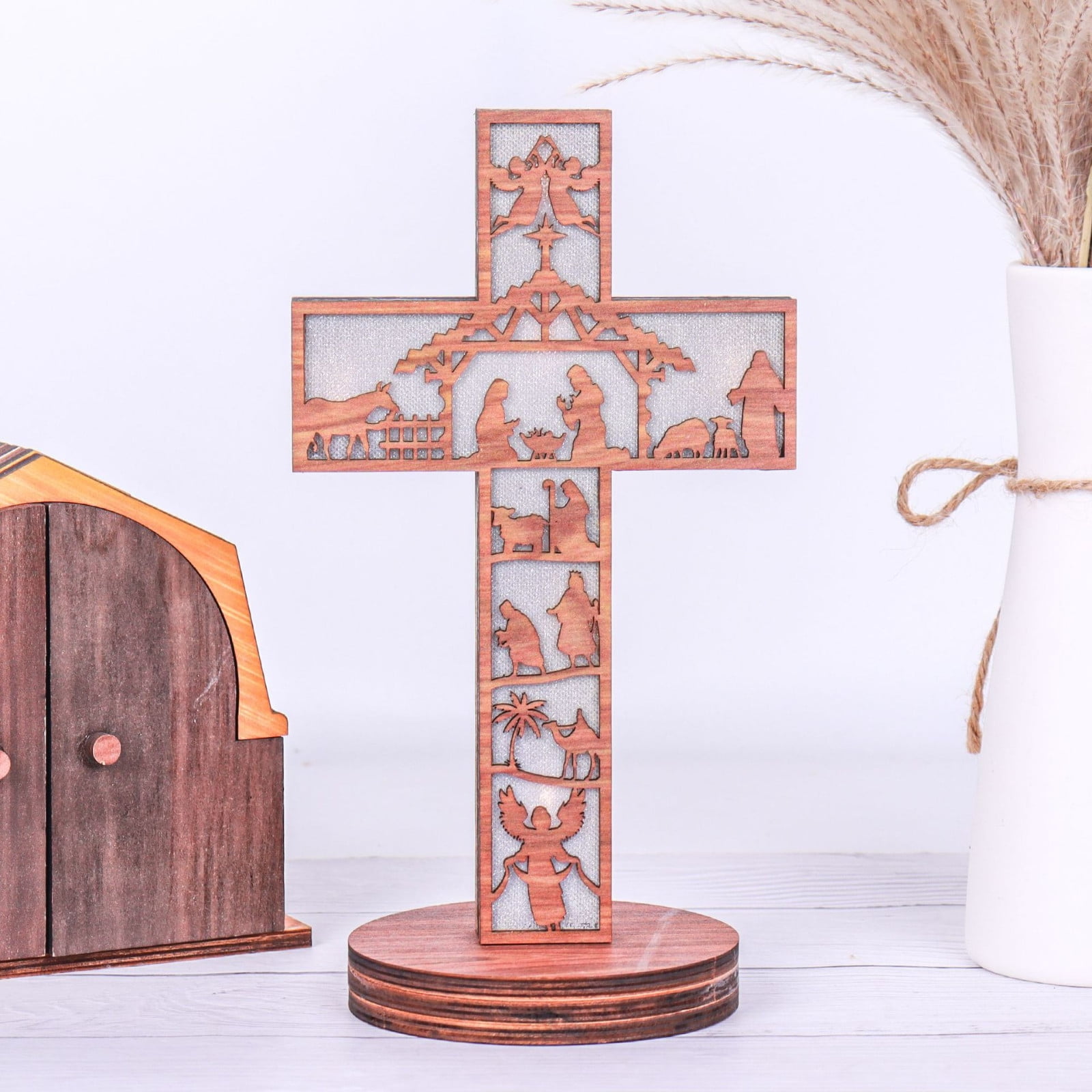 Tainini Christmas Nativity Scene Ornament ,Wooden Nativity Christmas ...