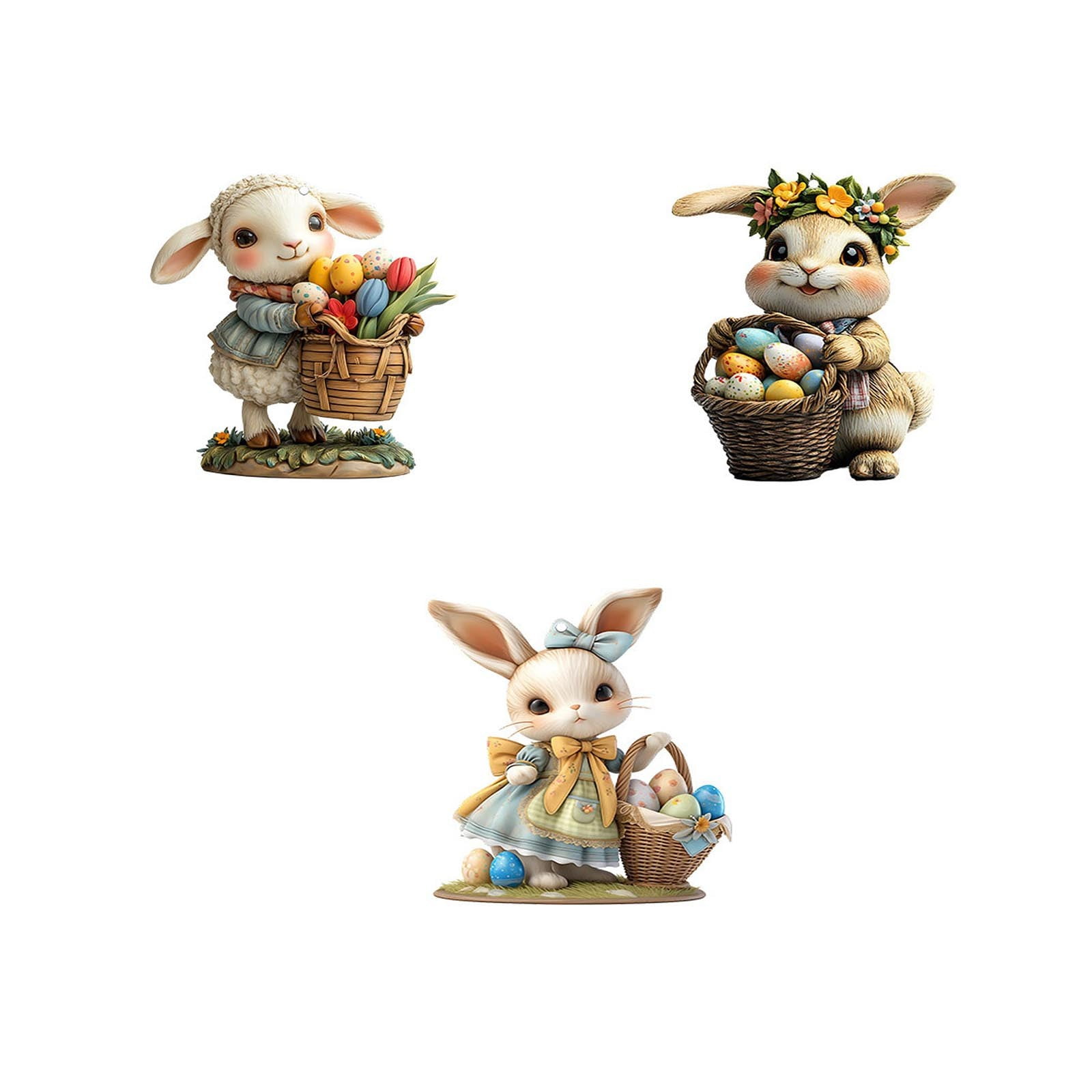 Tainini 3Pcs Easter Acrylic Bunny Hanging Ornament for Easter Tree ...