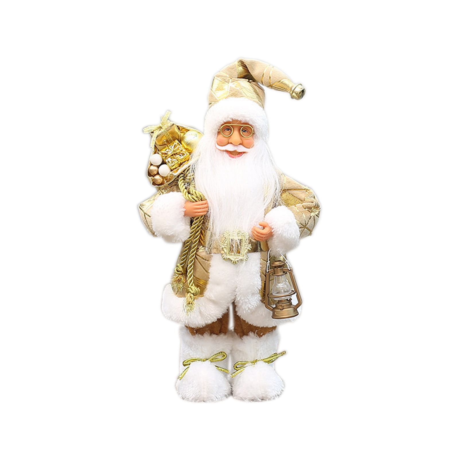 Tainini 12-Inch White and Gold Cloth Santa Claus ,for Christmas Party ...