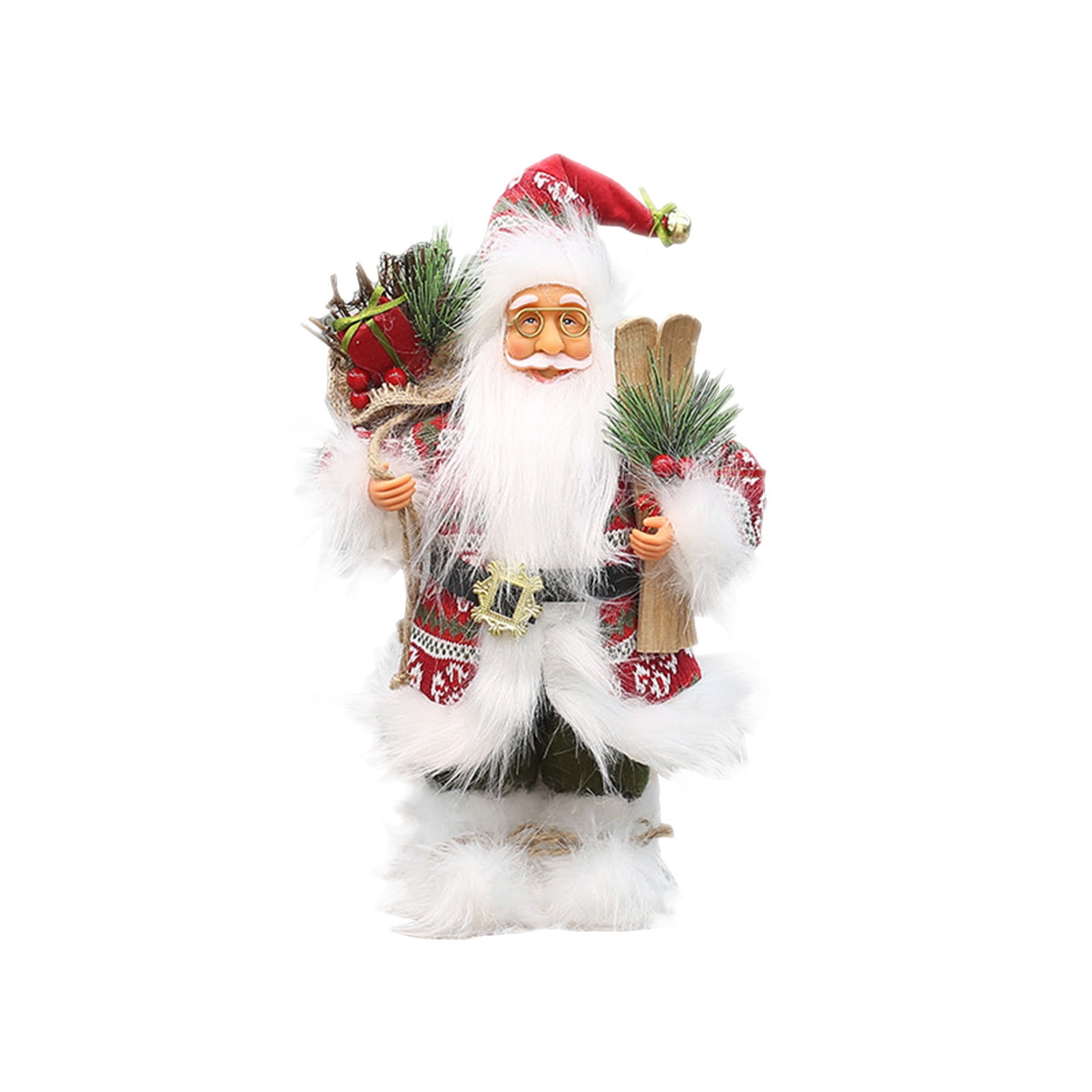 Tainini 12-Inch White and Gold Cloth Santa Claus ,for Christmas Party ...