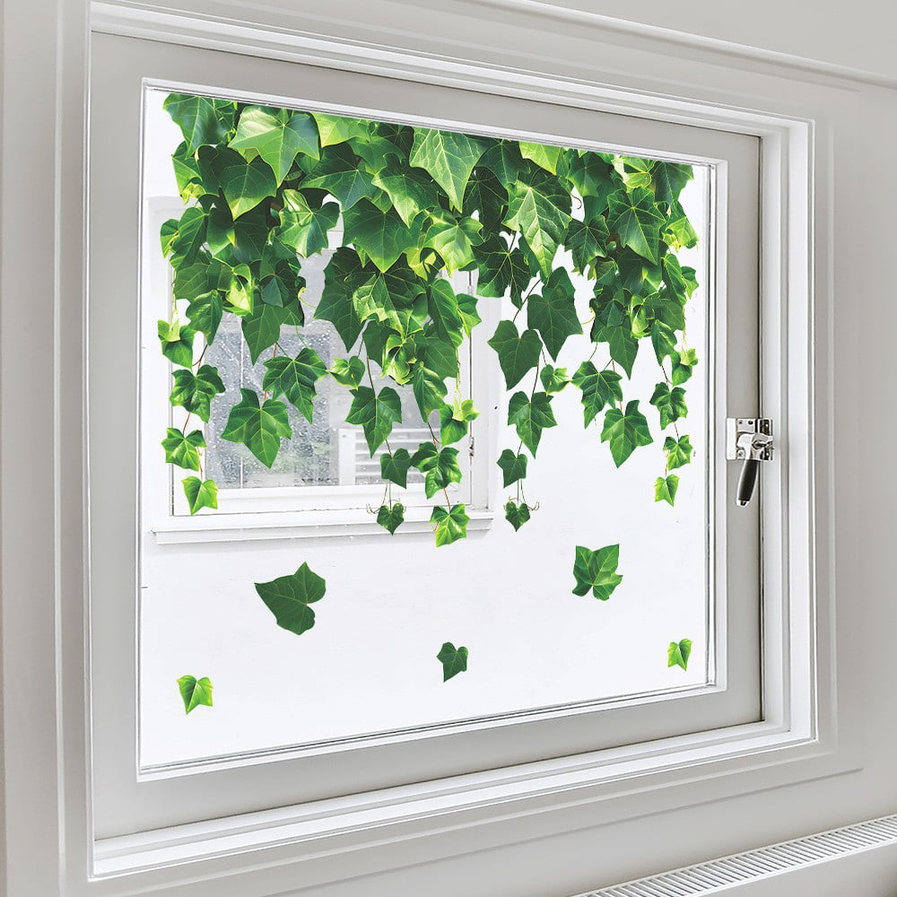 Tainini Leaves Window Decals ,Green Plants Window Stickers, Double ...