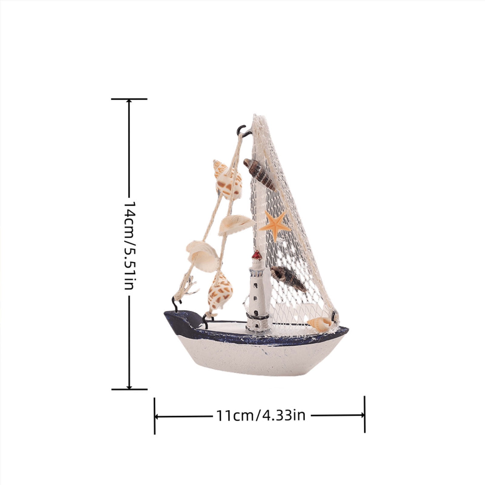Tainini Sailboat Model Decor, Wooden Sailing Boat Nautical Decor Model ...