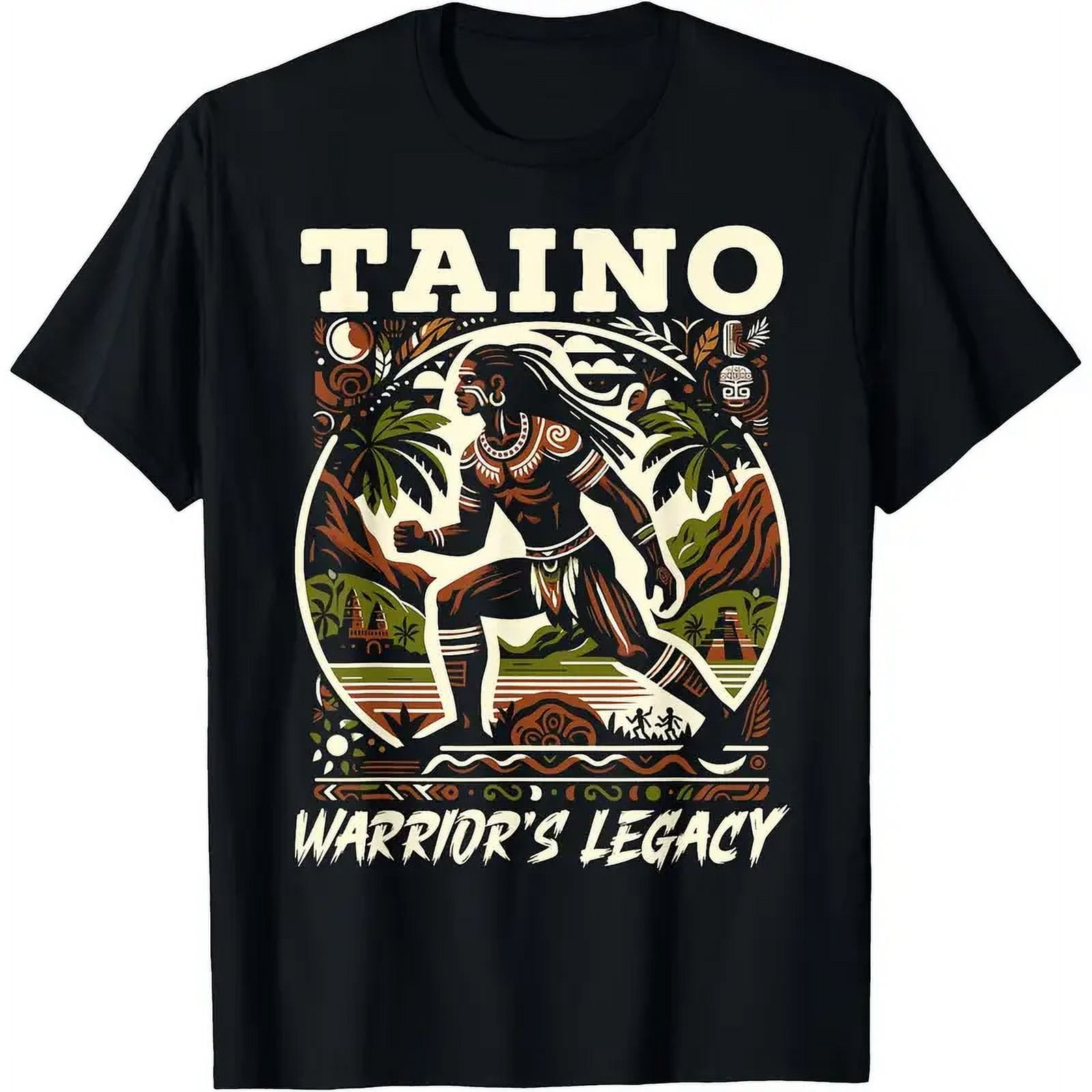 Taino Warrior Graphic Tee - 180g Cotton, Short Sleeve, Crew Neck ...