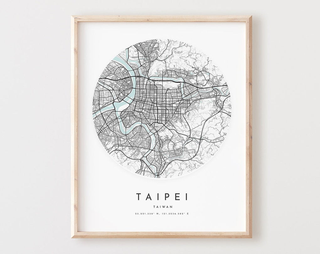 Taipei Map Print, Taipei Map Poster City Wall Art, Taipei Road Map ...